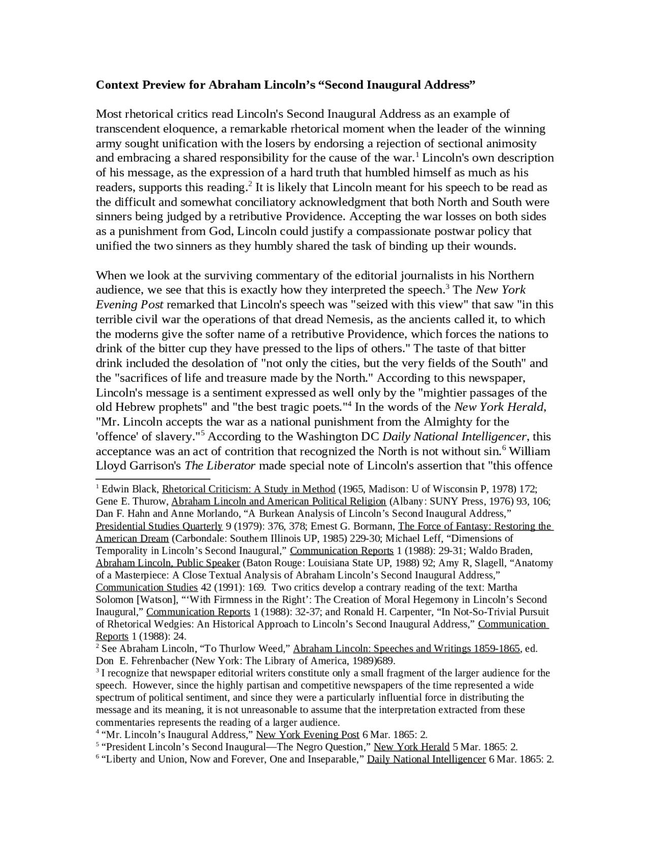 Context Preview for Abraham Lincoln's " Second Inaugural Address" | COM ...