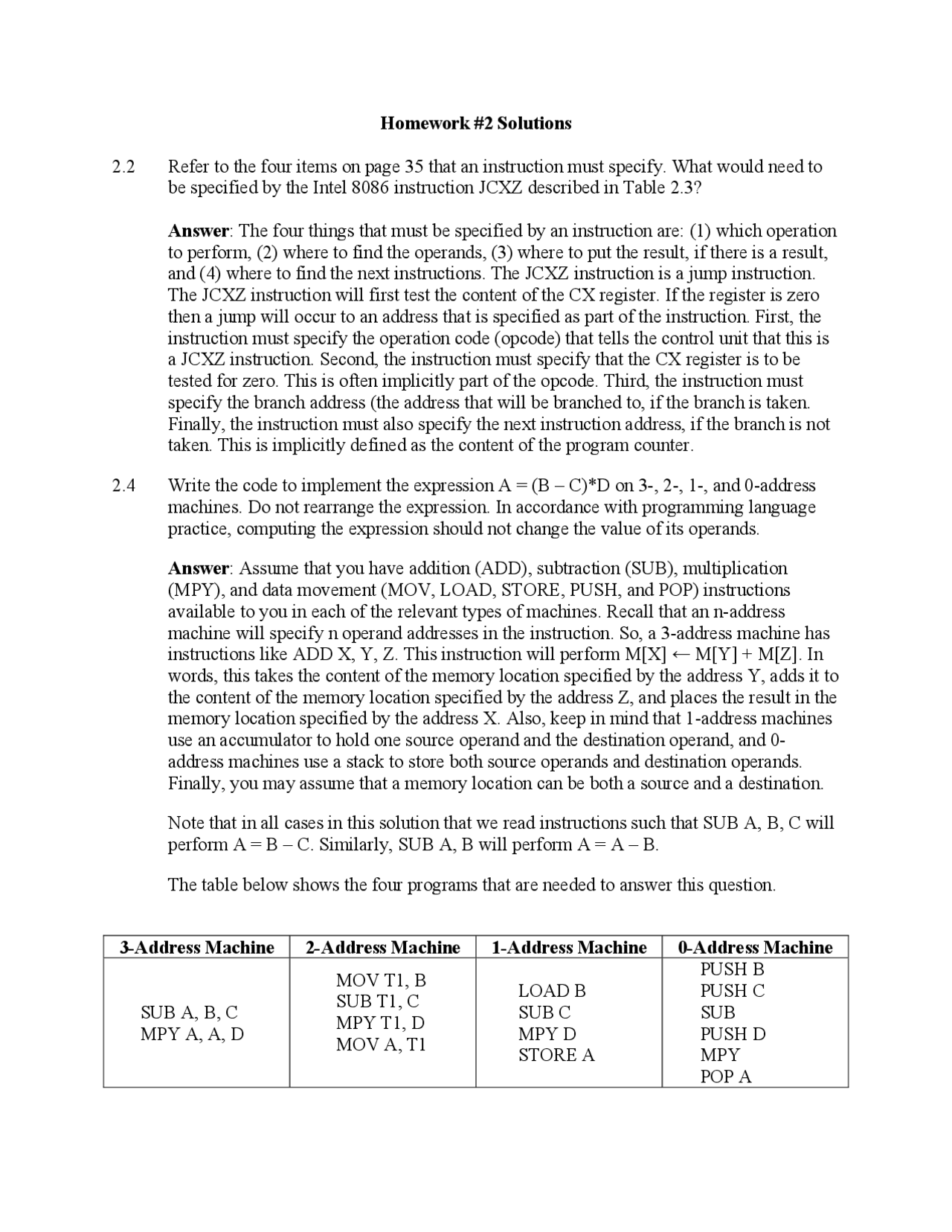 Homework 2 With Solution For Computer Architecture Cs 3330 Docsity 6837