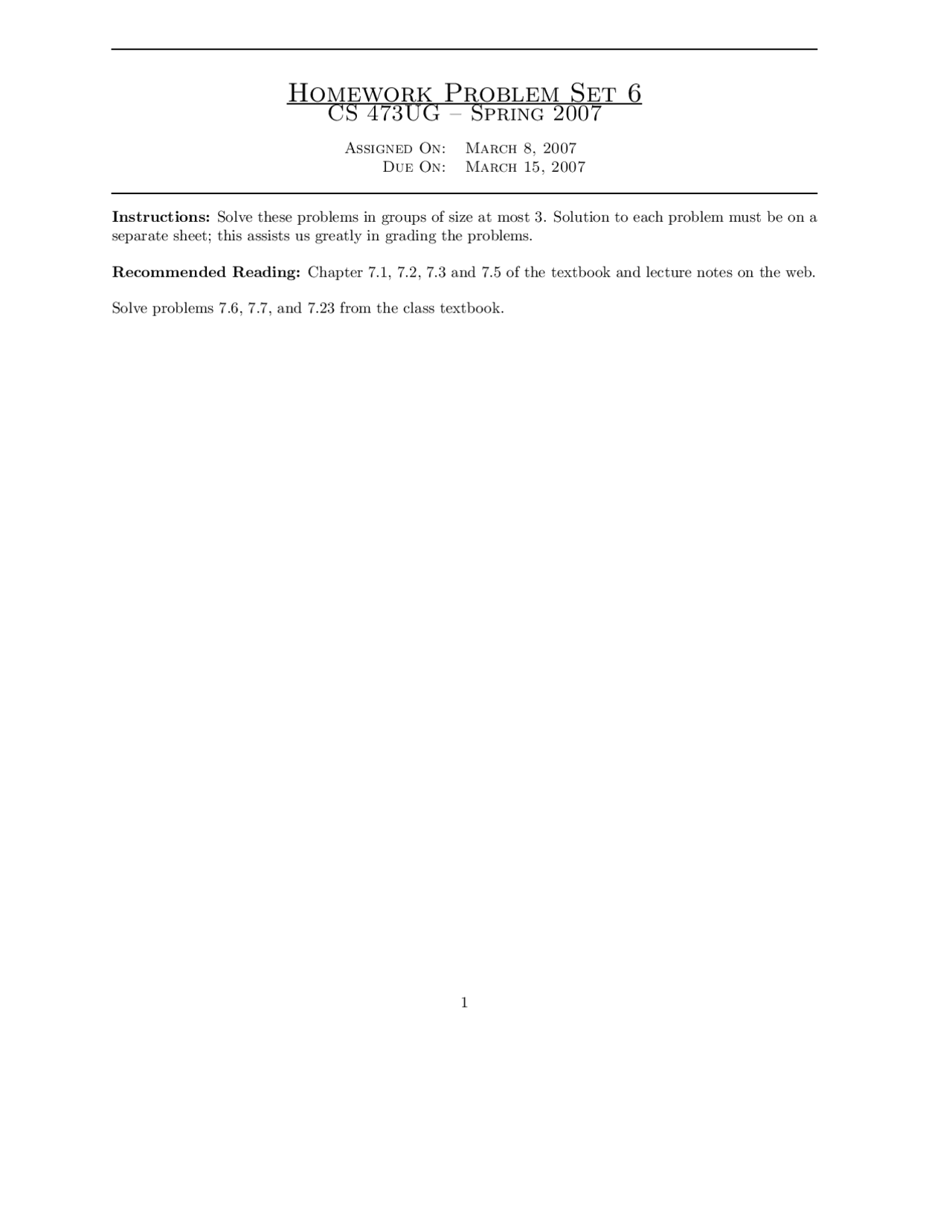 7 Solved Problems on the Fundamentals Algorithms - Homework 6 | CS 473 | Docsity