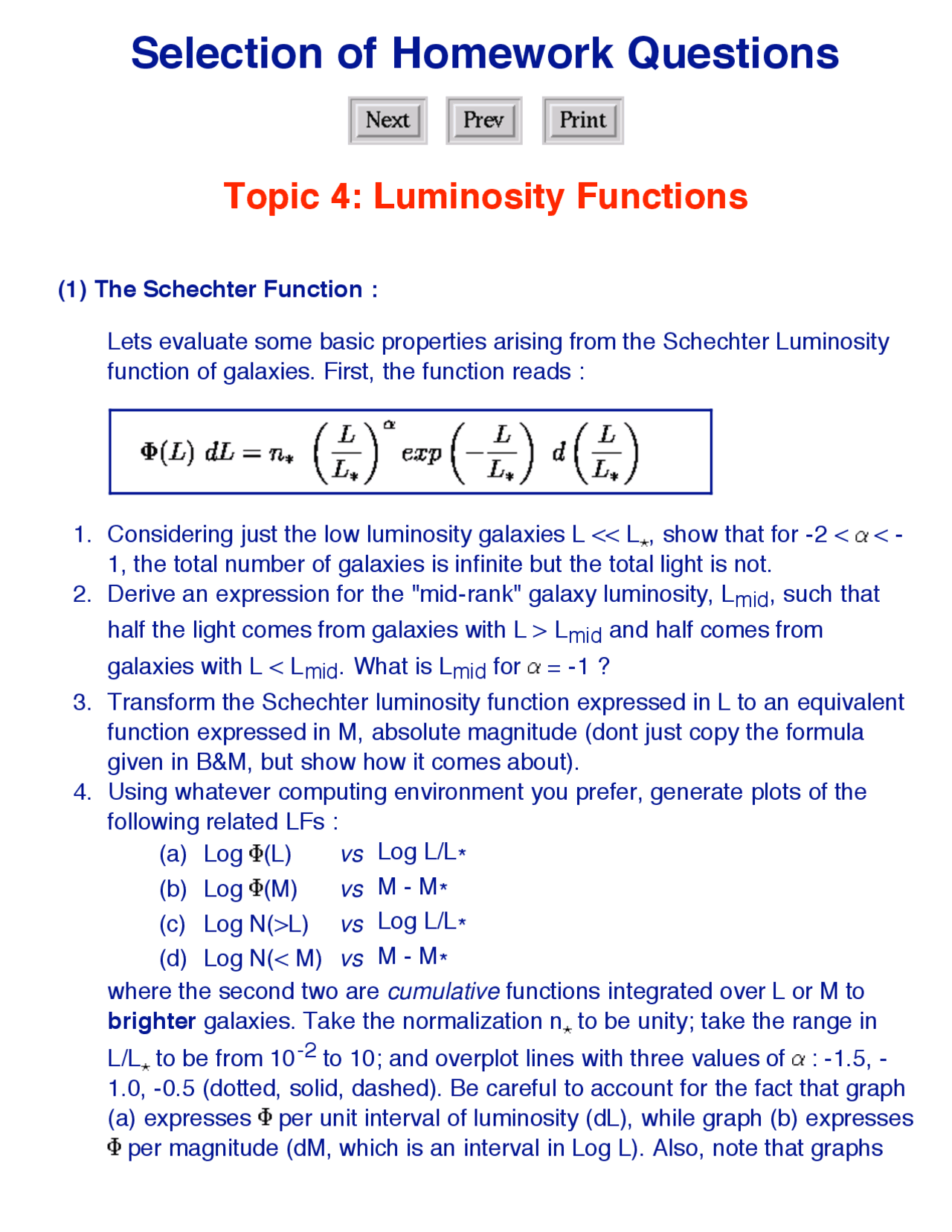 Astronomy Luminosity Function