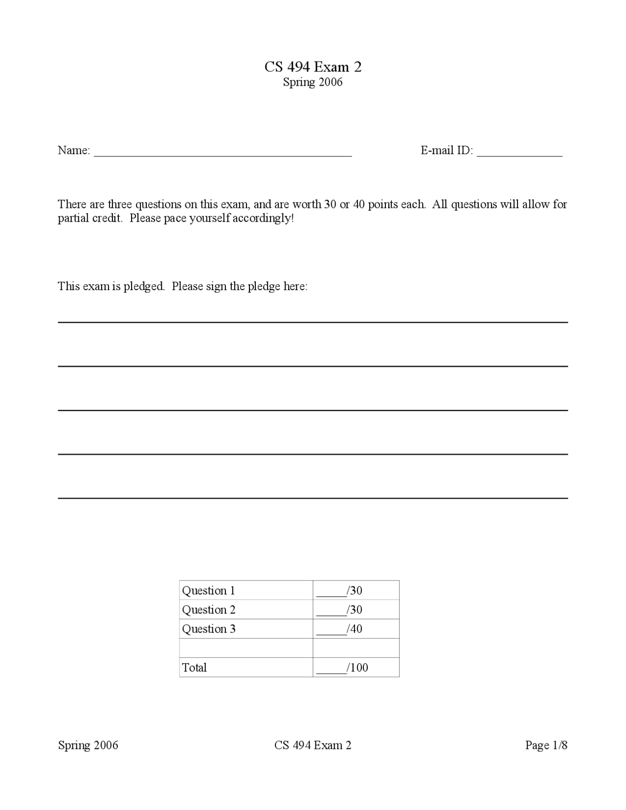Unsolved Questions For Exam 2 Computer Science Cs 4501 Docsity