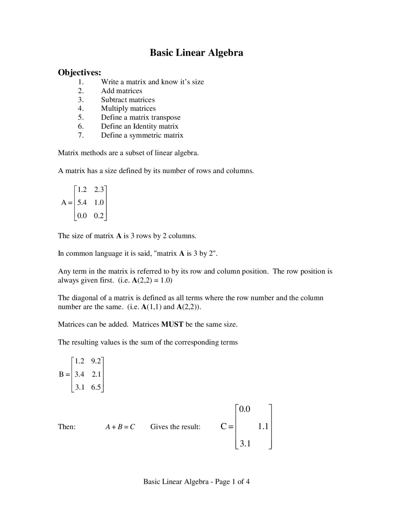 Notes On Basic Linear Algebra Stress Analysis Ces 4141 Docsity