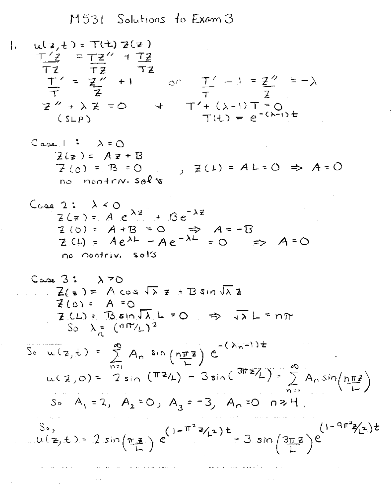 Solutions For Exam 3 Discrete Models Of Physical Systems Math 531