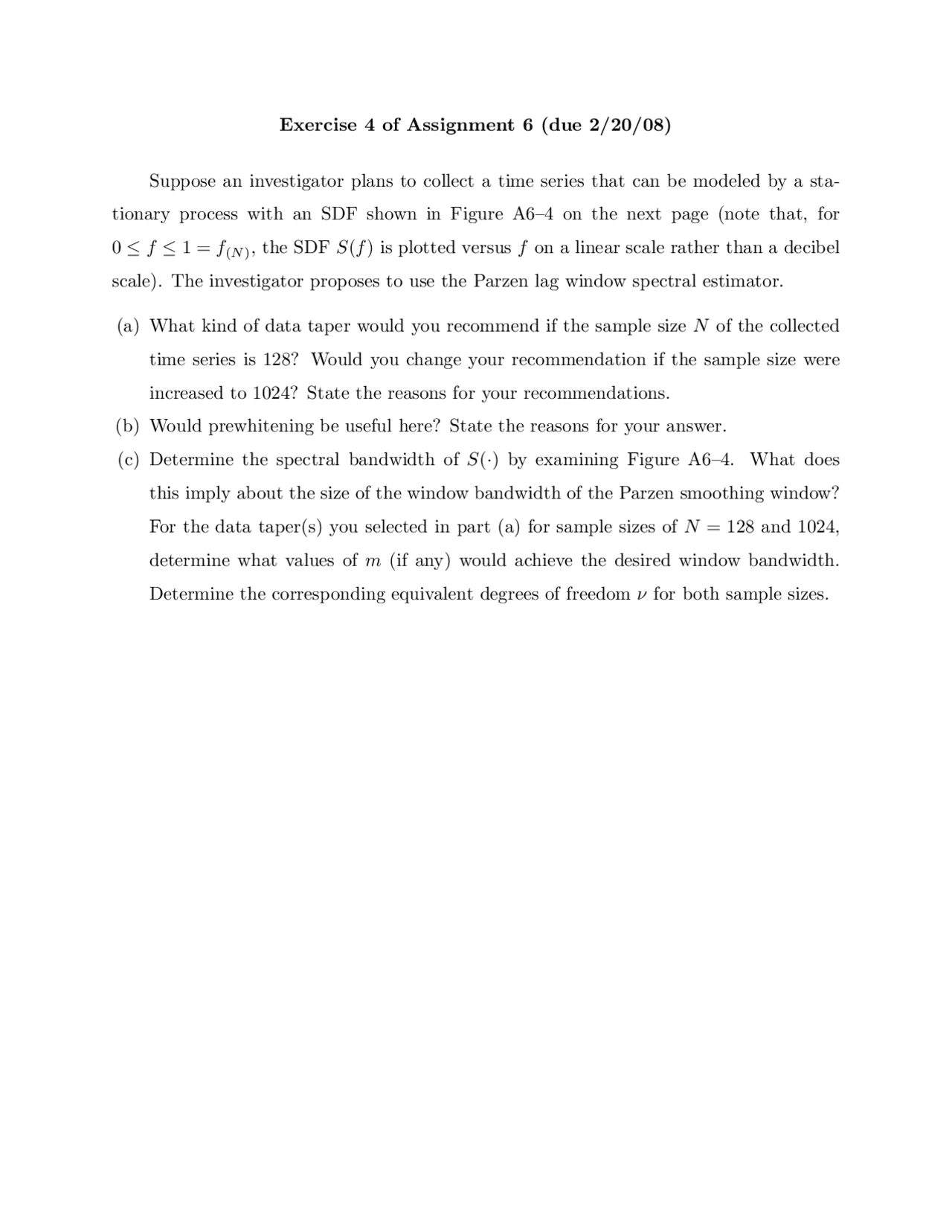 Problems For Assignment 6 Spectral Analysis Of Time Series Stat 520