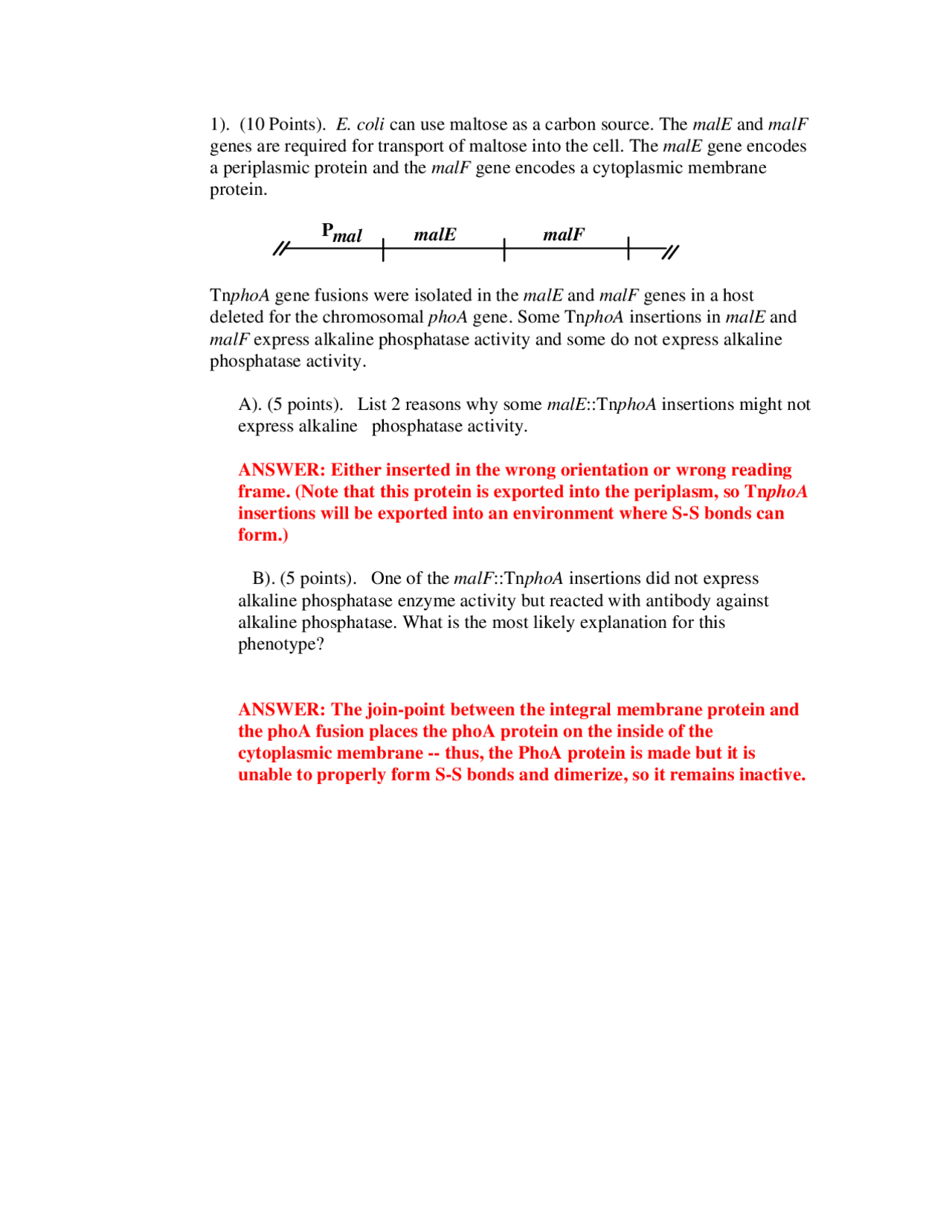 Old Examination 3 With Answers Microbial Genetics Mcb 421 Docsity