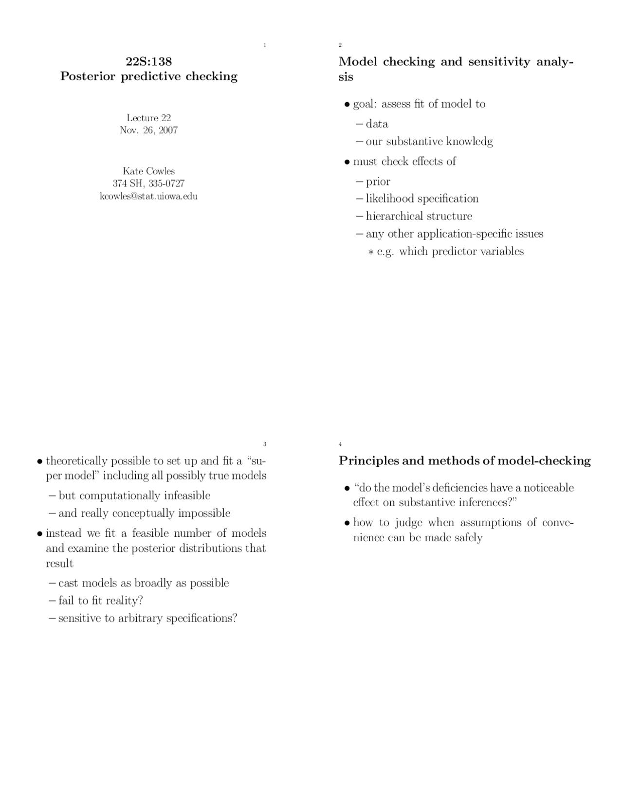 Posterior Predictive Checking - Study Material | 22S 138 - Docsity