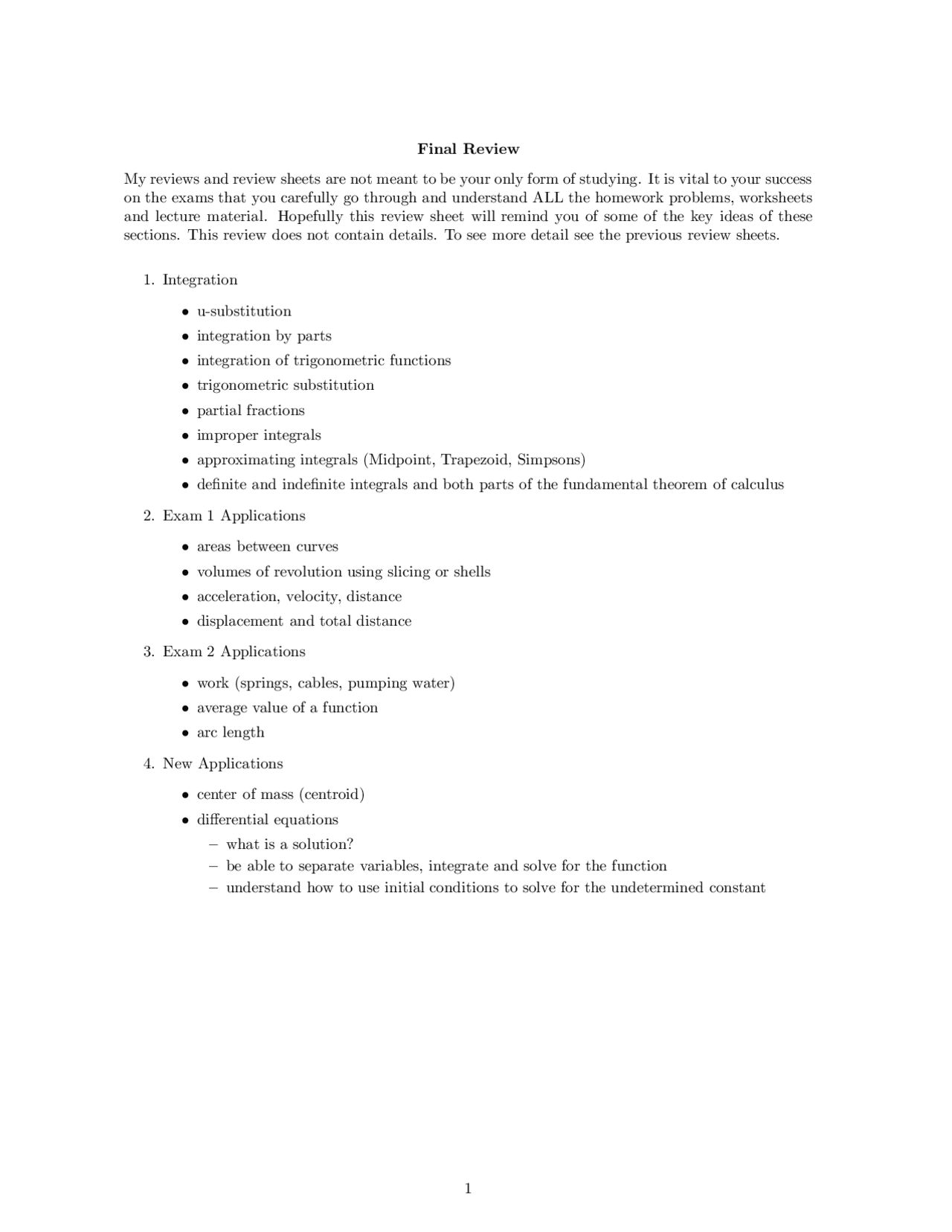 4 Problems On Calculus Analytical Geometry Ii Review Sheet Math 125