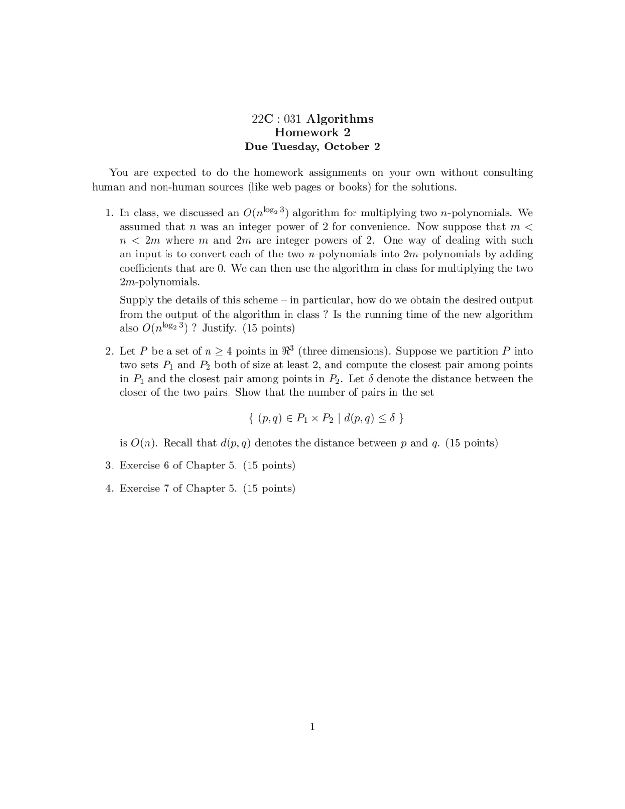 Homework 2 With 4 Practice Problems On Algorithms 22c 031 Docsity 0583