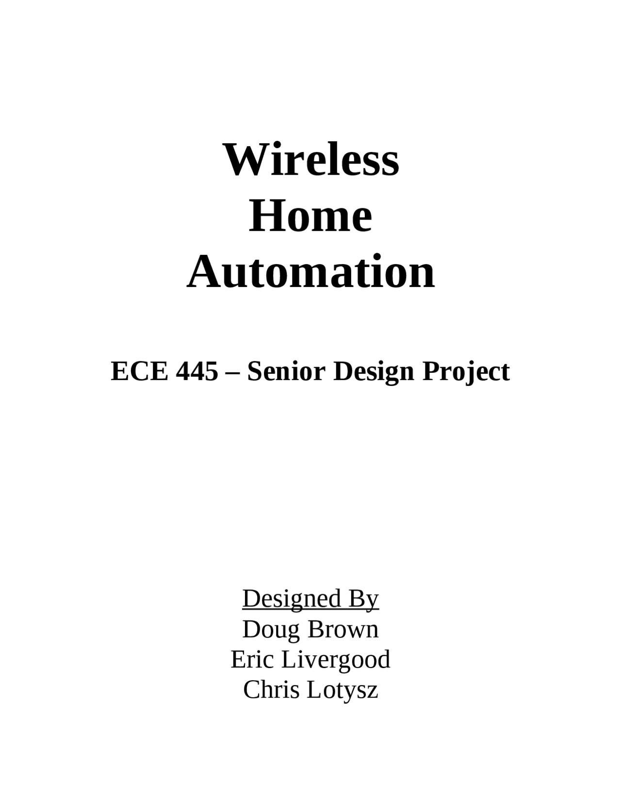 Wireless Home Automation Senior Design Project Lab Ece 445 Docsity