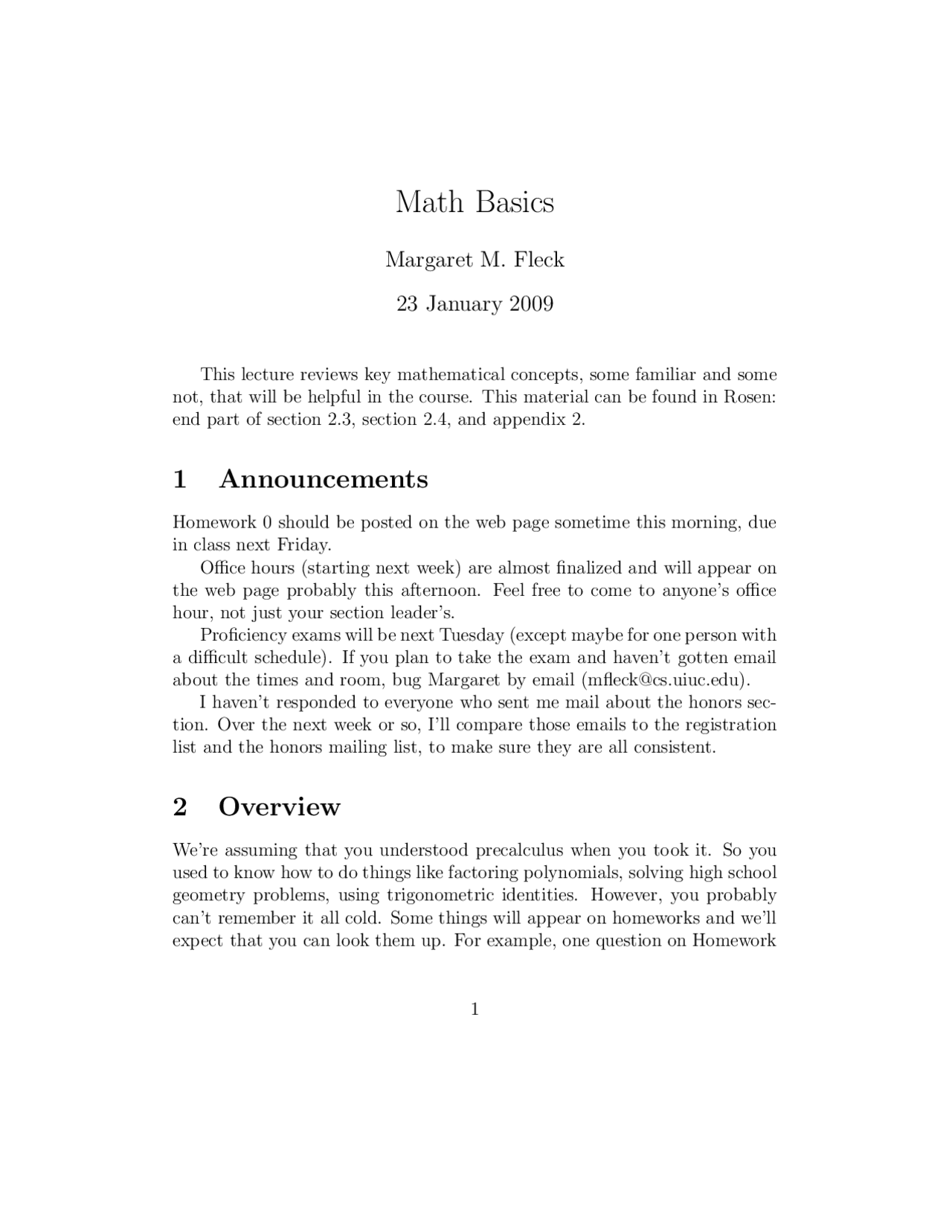 Review Sheet For Discrete Structures Cs 173 Docsity