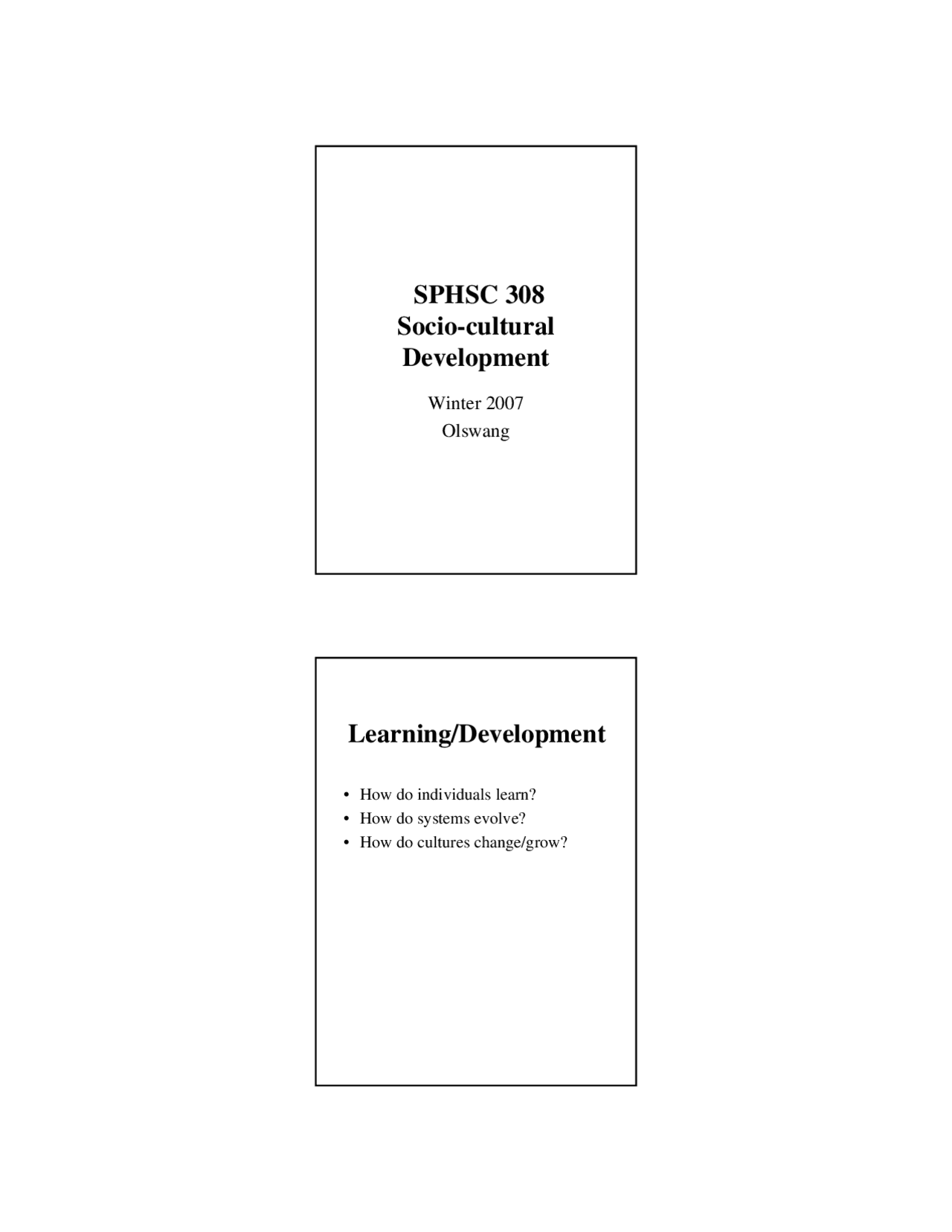 Learning Development Lecture Slides Sphsc 308 Docsity