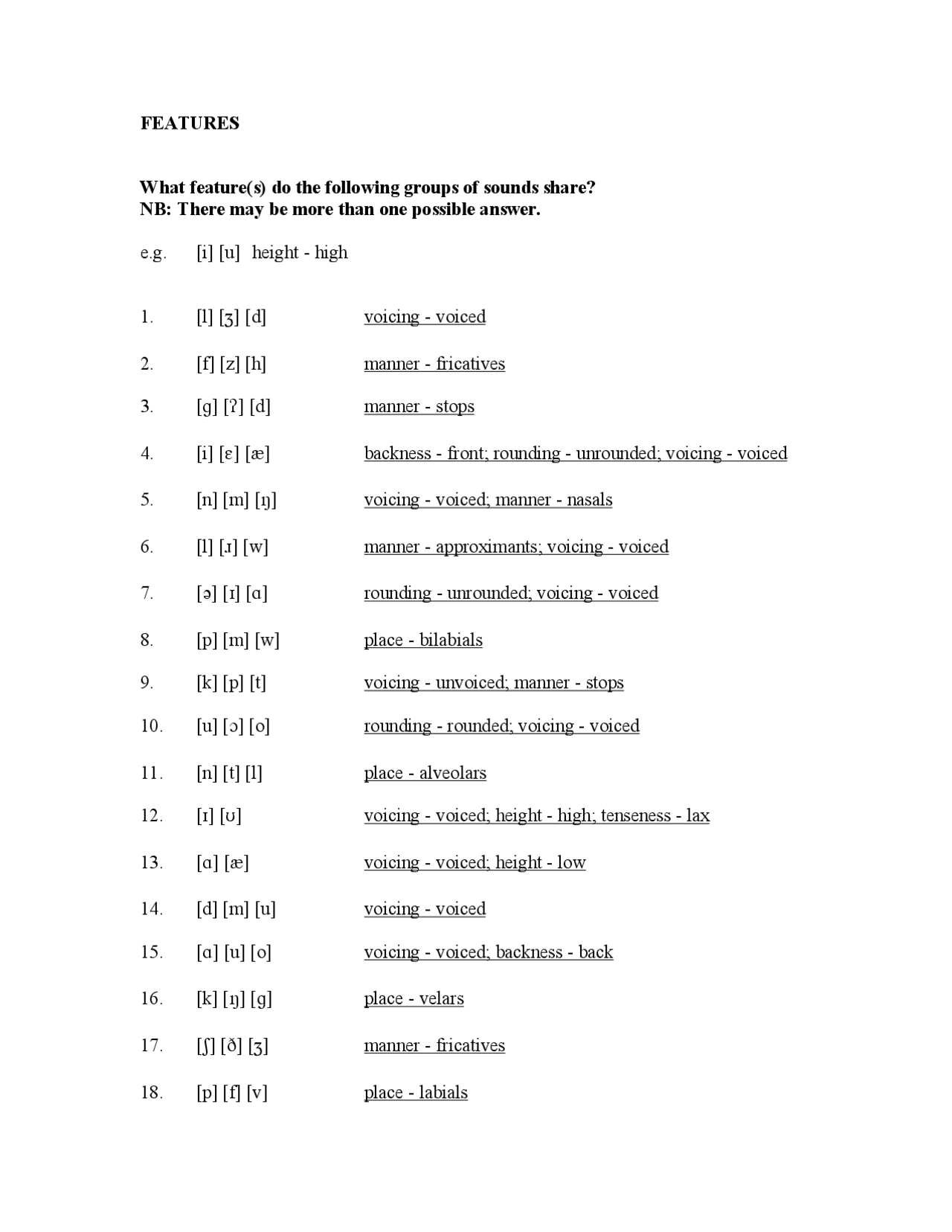 Features Introduction To Language Ling 101 Docsity