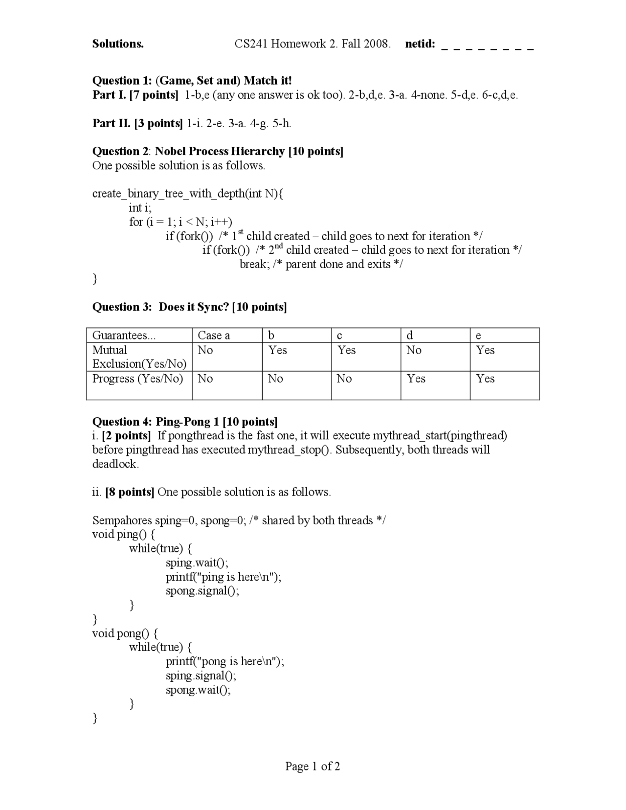 Homework 2 Solution System Programming Fall 2008 Cs 241 Docsity