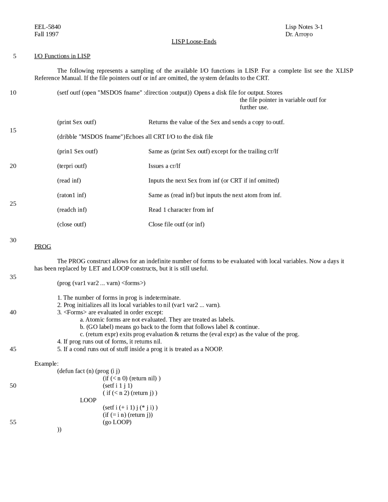 Lisp Notes: I/O Functions and Property Lists - Prof. Amauri Antonio ...