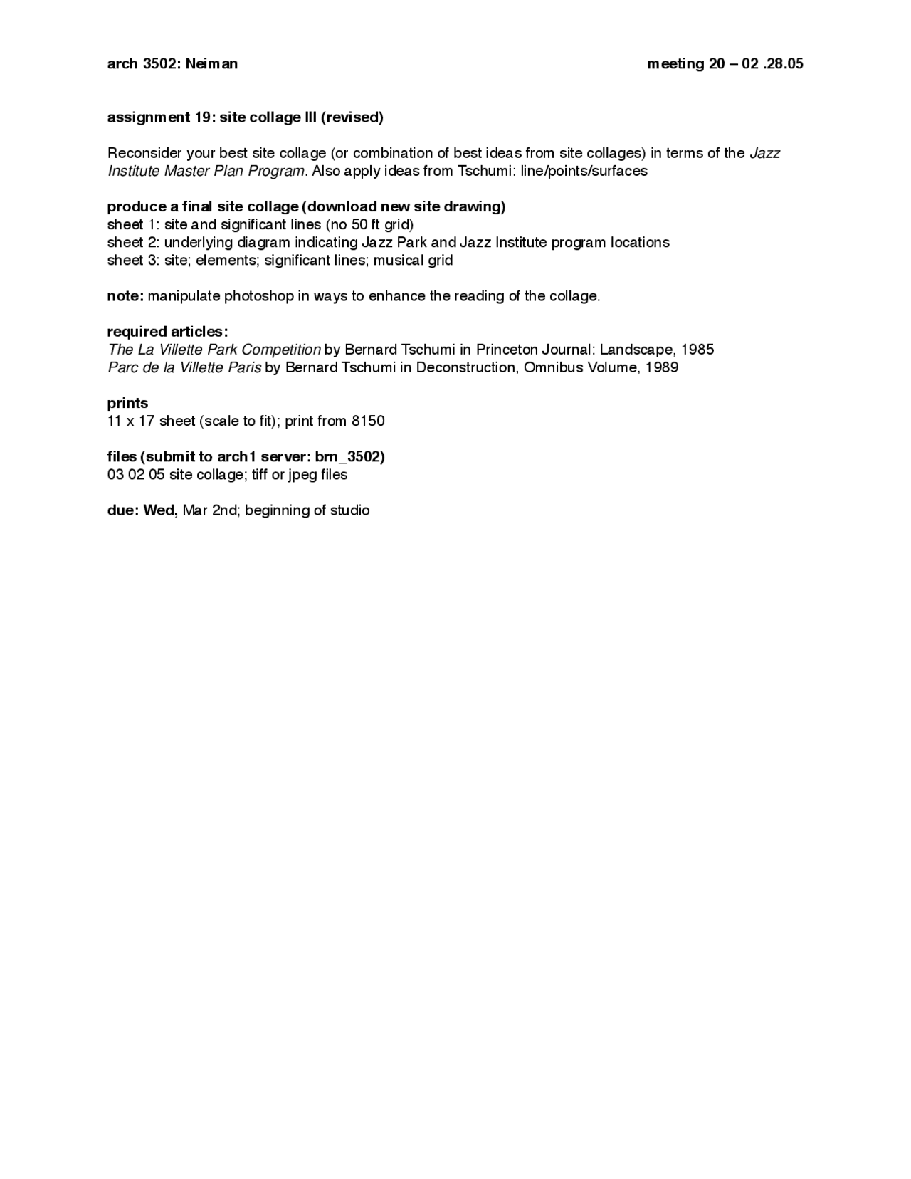 Site College III - Homework 19 | Architectural Design Studio V | ARCH ...