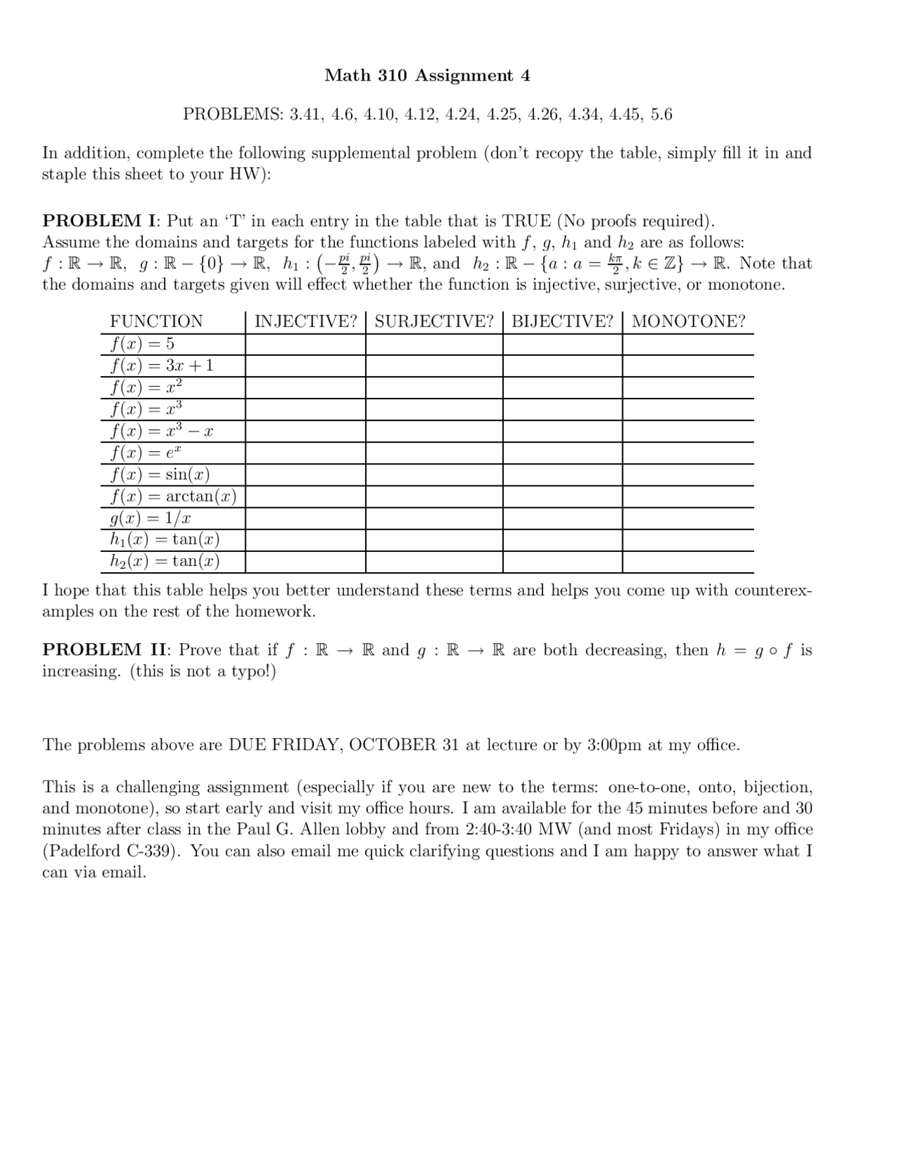 Assignment 4 Problems Mathematics Reasoning Math 310 Docsity