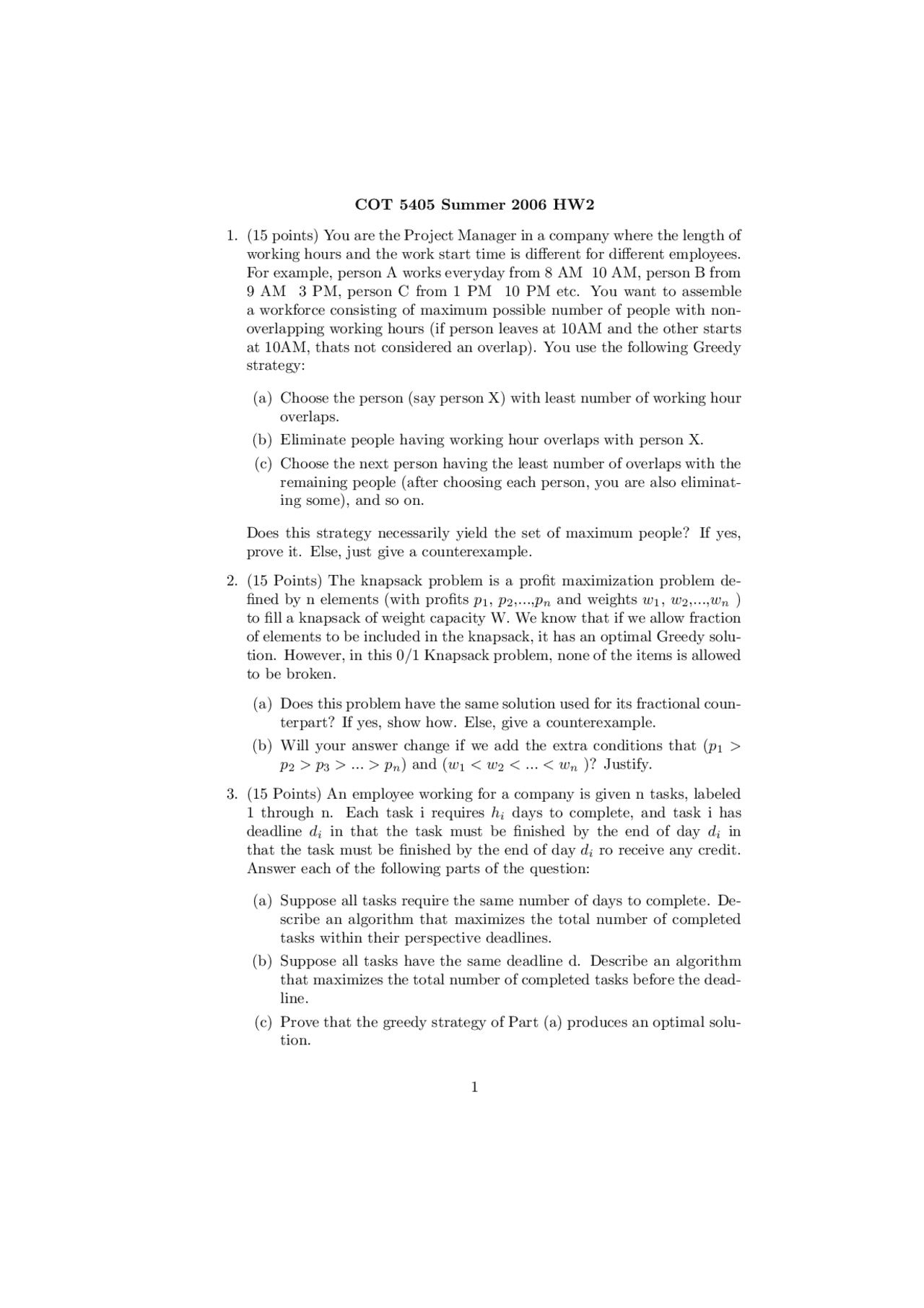 Practice Homework 2 Analysis Of Algorithms Cot 5405 Docsity