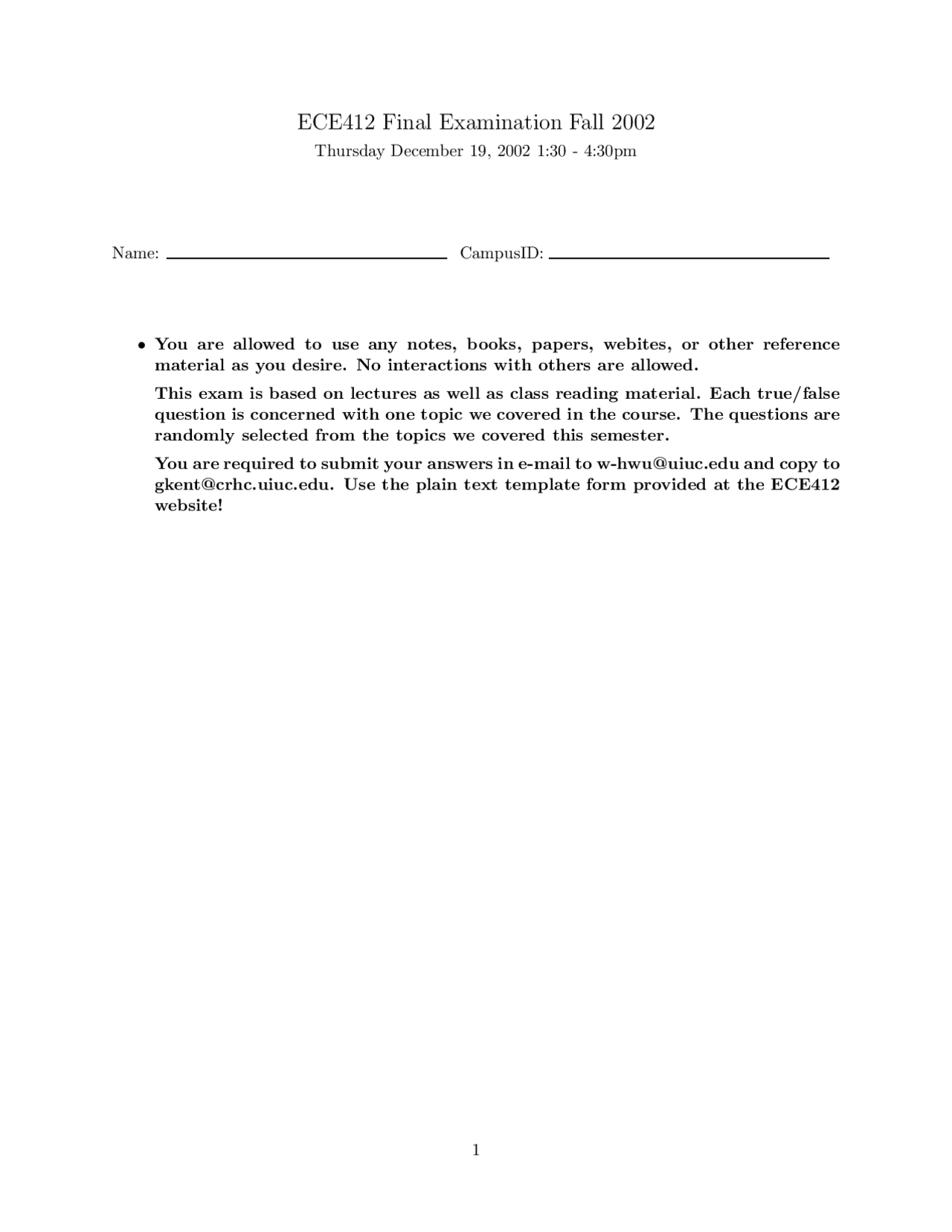 Final Examination On The Computer Architecture Ece 511 Docsity