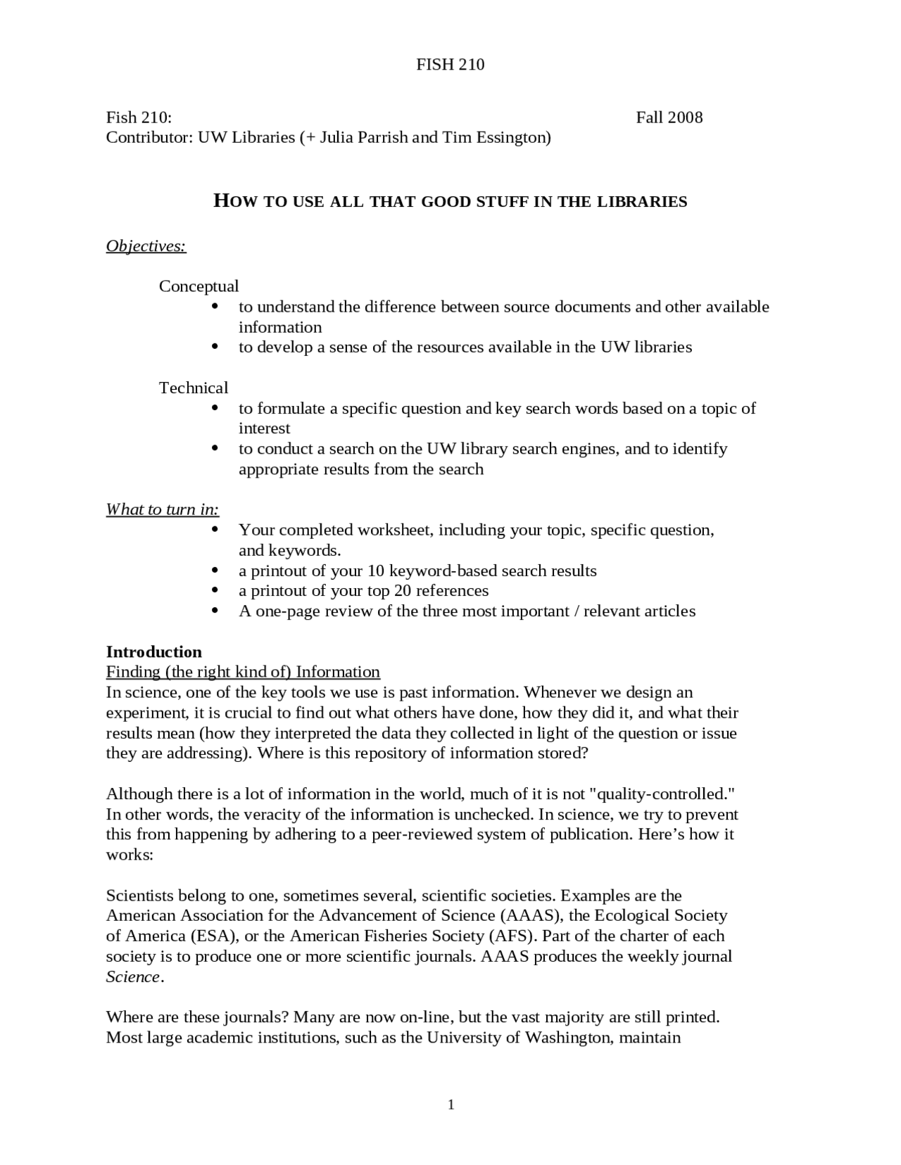 UW Libraries - Fish Theory and Methods | FISH 210 | Lab Reports ...