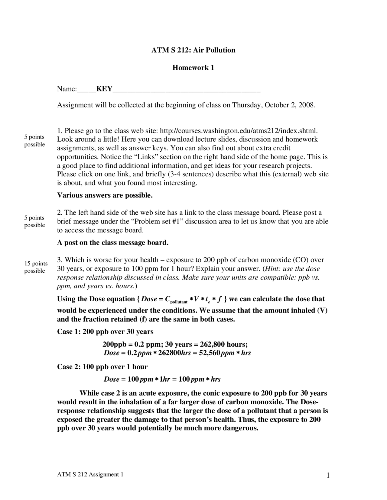 Homework Problem 1 Air Pollution Atm S 212 Docsity