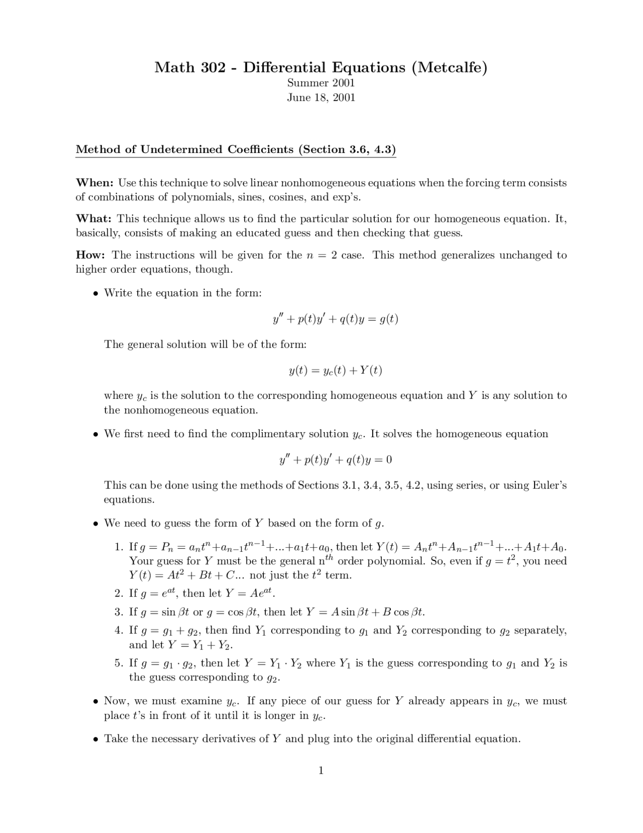5 Questions On Elementary Differential Equations Math 524 Docsity