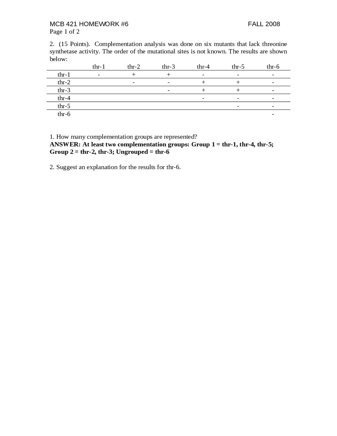 Solved Questions On Microbial Genetics Homework 6 Mcb 421 Docsity