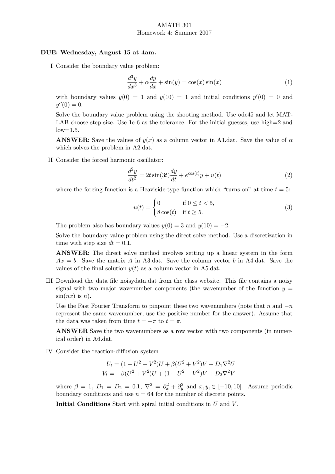 Homework 4 Questions With Answer Beginning Scientific Computing