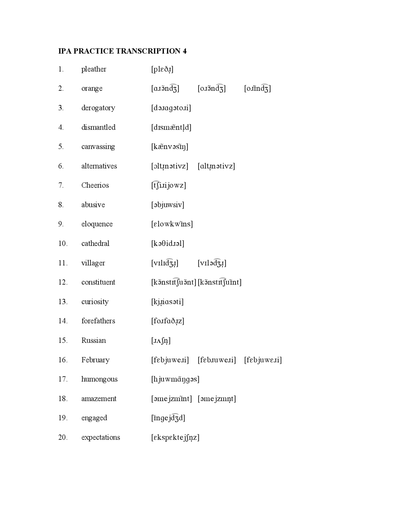 Introduction To Language Assignment 4 Ling 101 Docsity