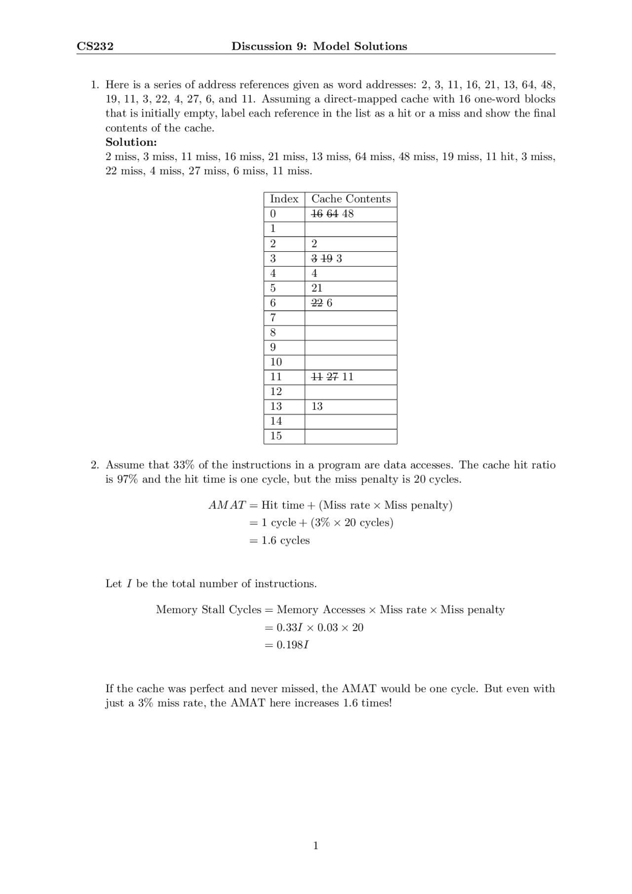 Computer Architecture Ii 3 Problems With Solution Cs 232 Docsity 5014