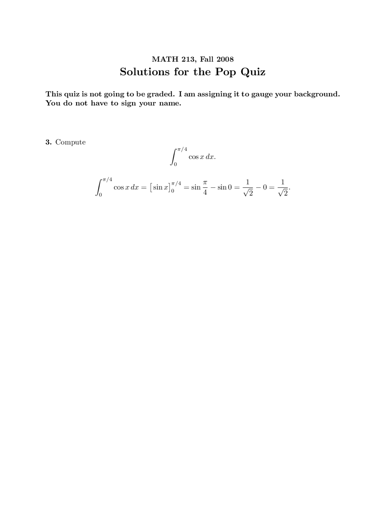 Solutions For Quiz Basic Discrete Mathematics Fall 2008 Math 213