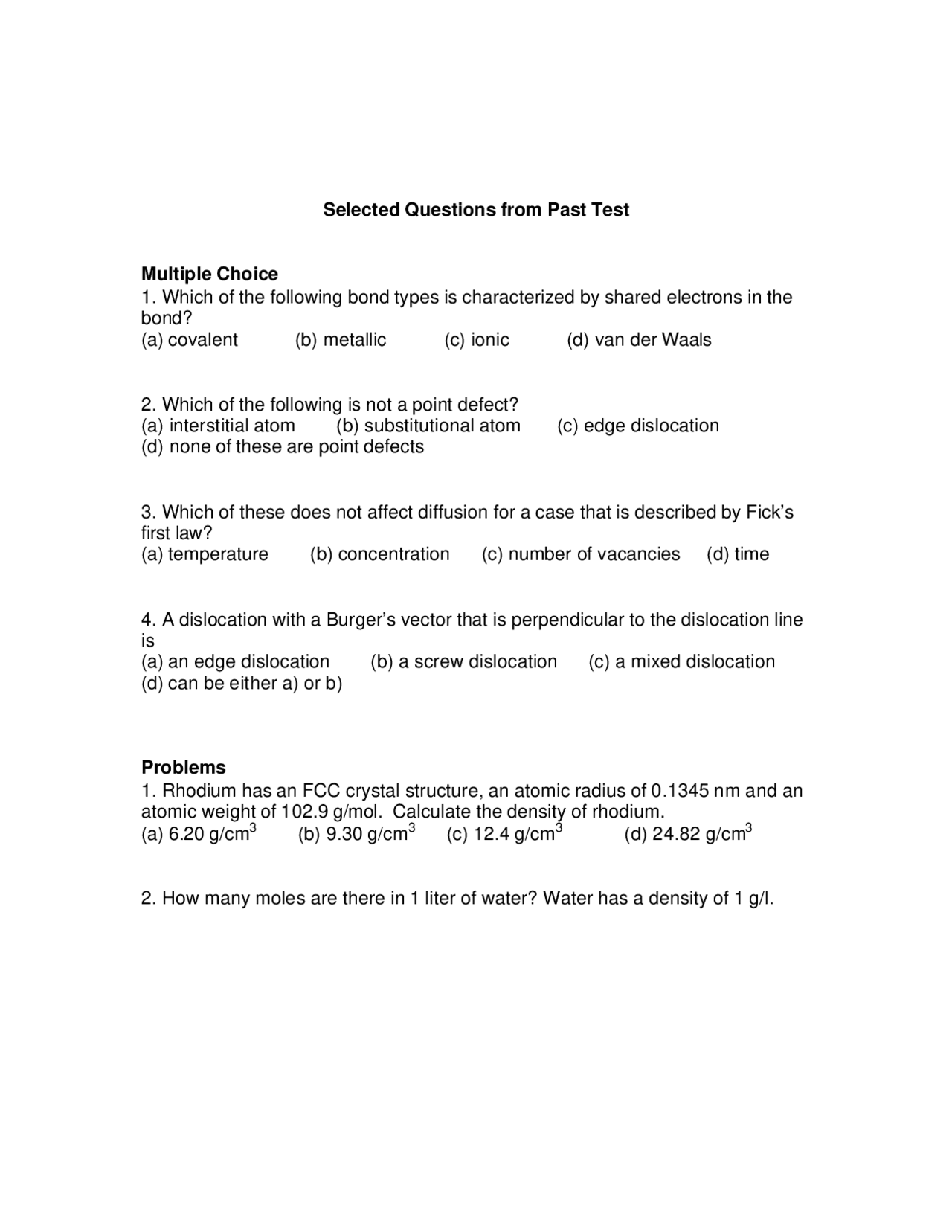 Introduction To The Science And Engineering Of Materials Test