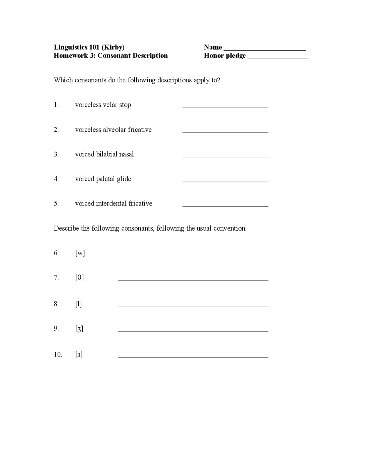 Assignment 3 Consonant Description Introduction To Language Ling