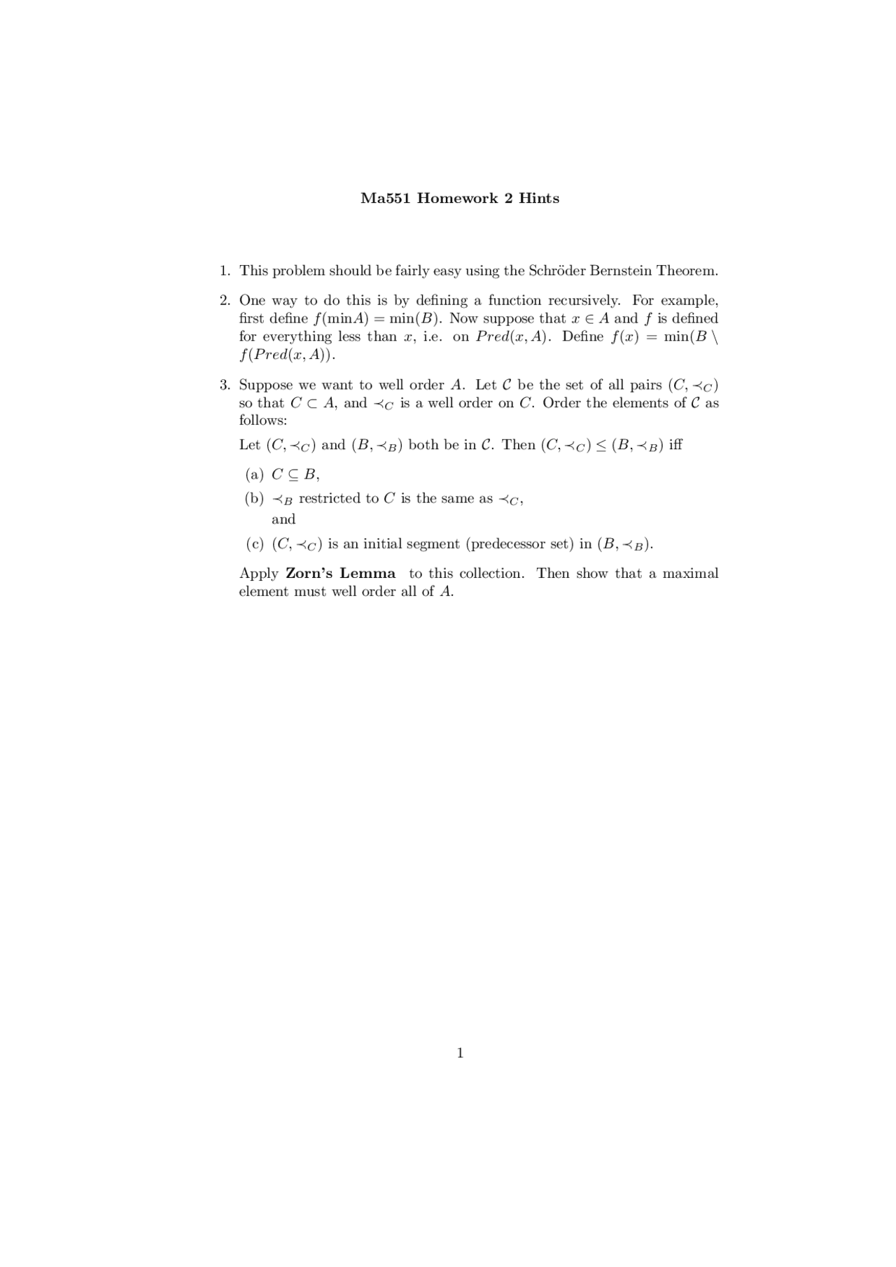 Homework 2 Hints Introduction To Topology Ma 551 Docsity