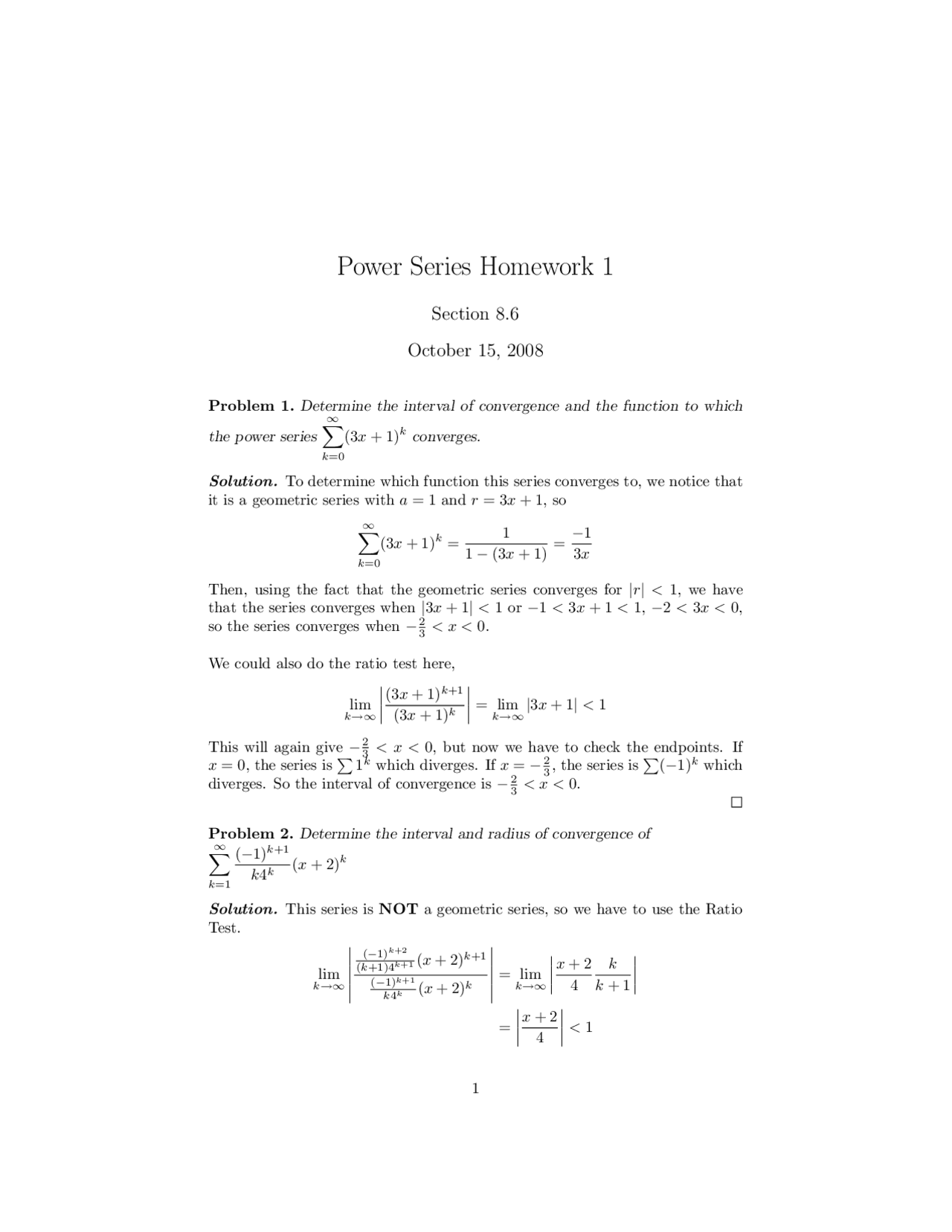 Solved Homework 1 for Calculus II | MATH 231 - Docsity