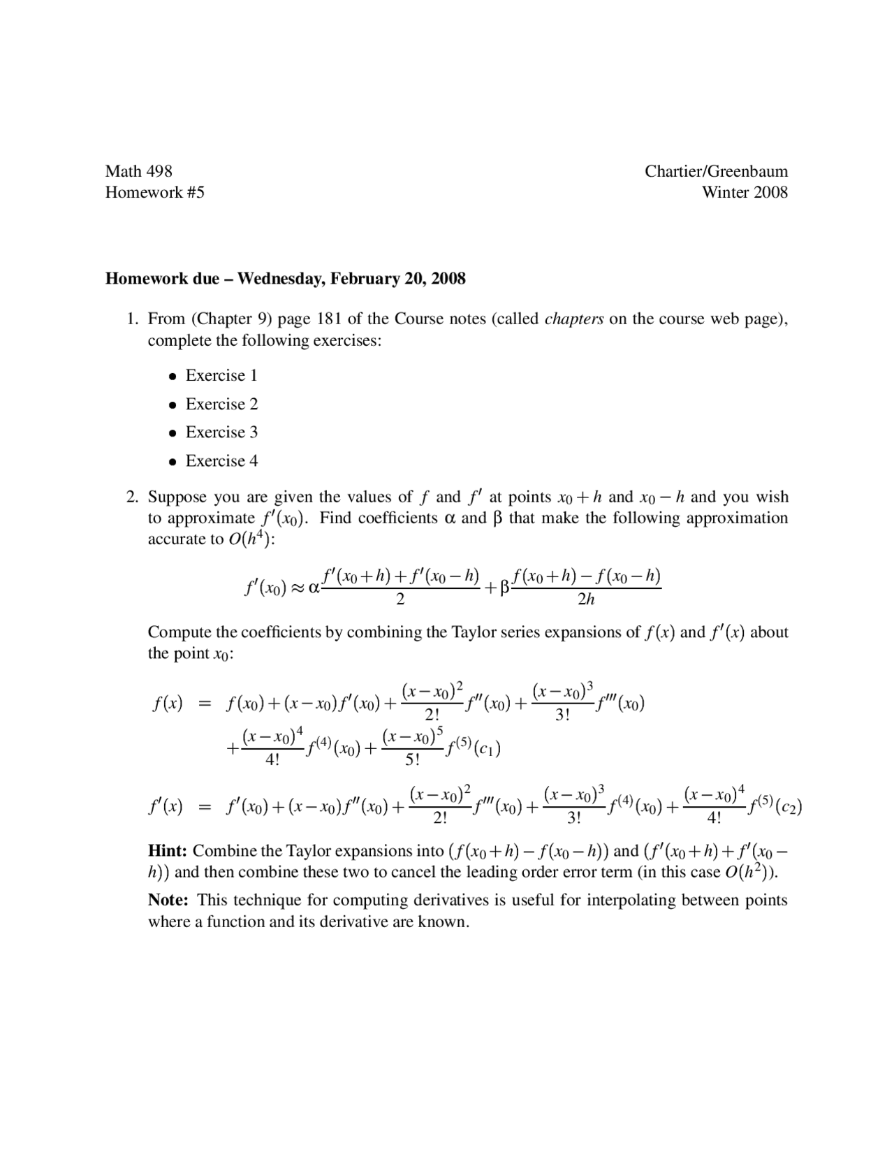 Homework 5 Special Topics In Mathematics Math 498 Docsity