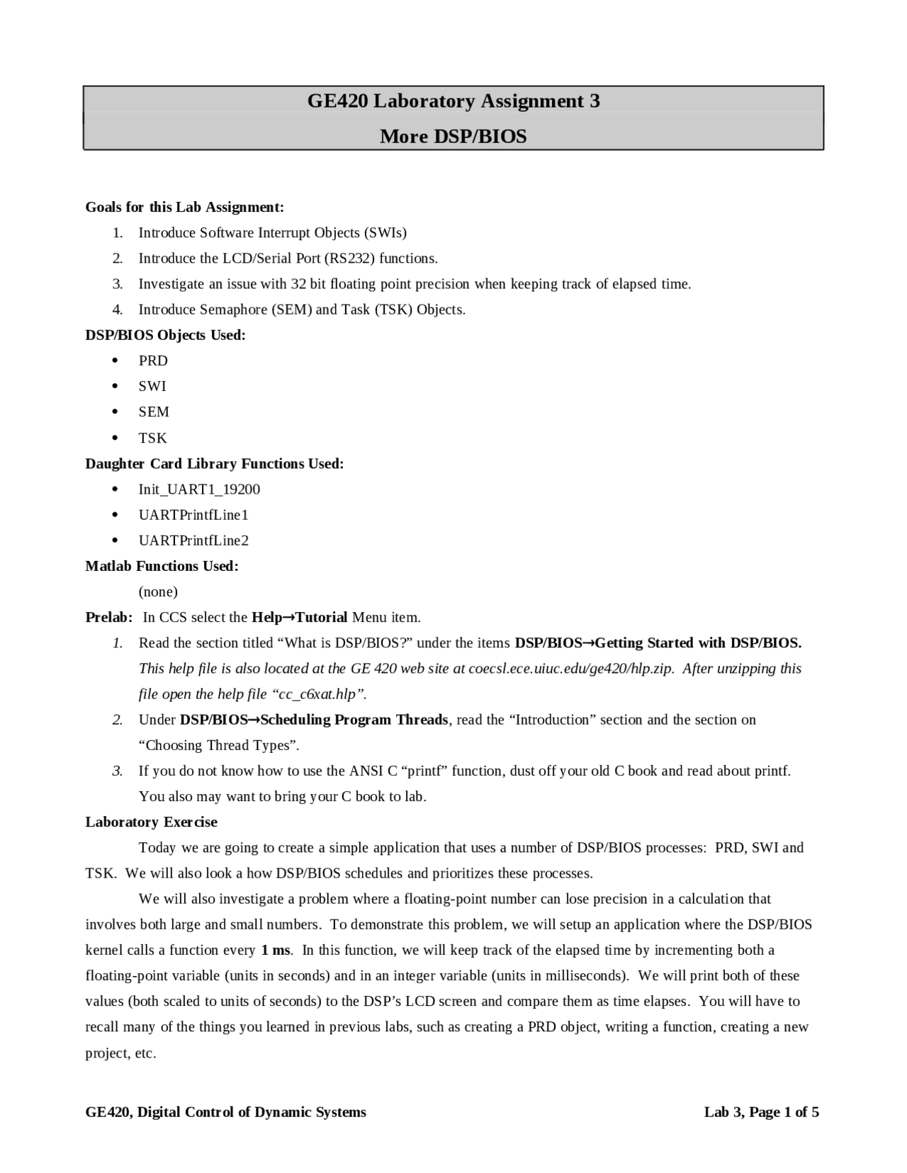 Introduce Software Interrupt in Digital Control Systems - Assignment 3 | GE 420 - Docsity