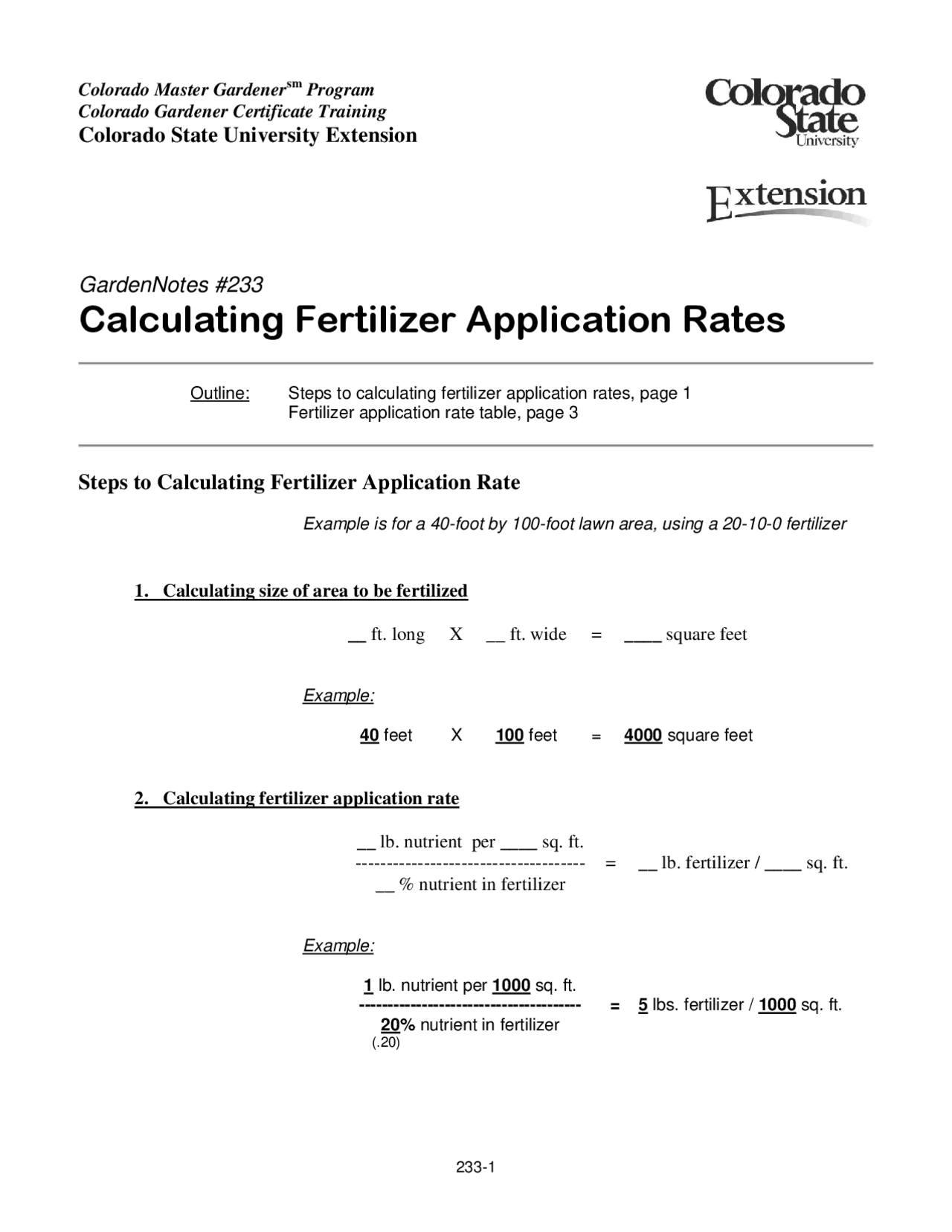 Calculating Fertilizer Applications Rates - Study Guide | PH 245 - Docsity