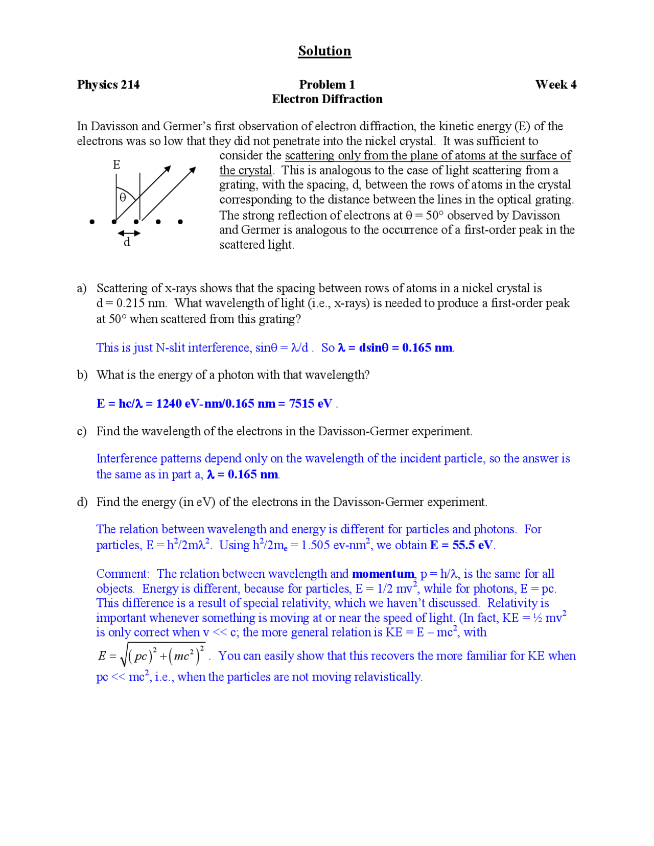 Electron Diffraction – Solved Problem 1 | PHYS 214 | Study notes ...
