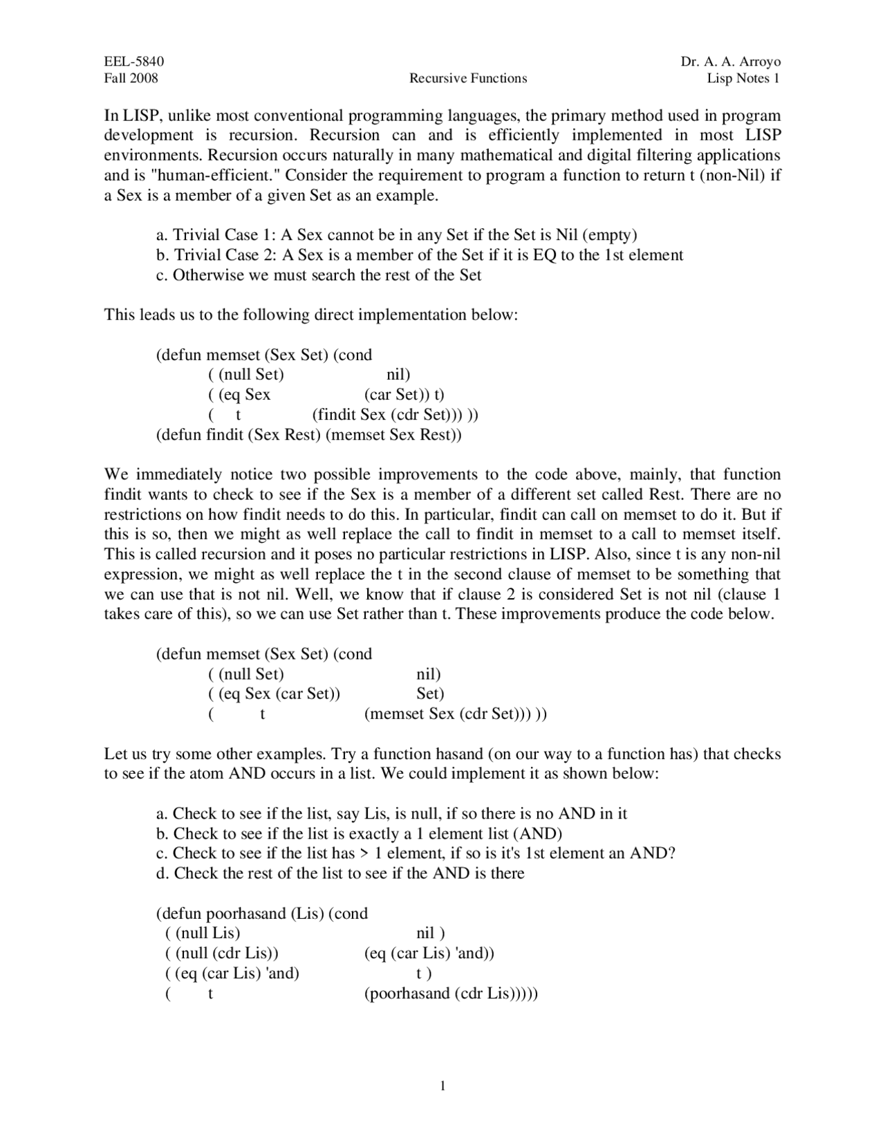 Recursive Functions Elements Of Machine Intelligence Notes Eel