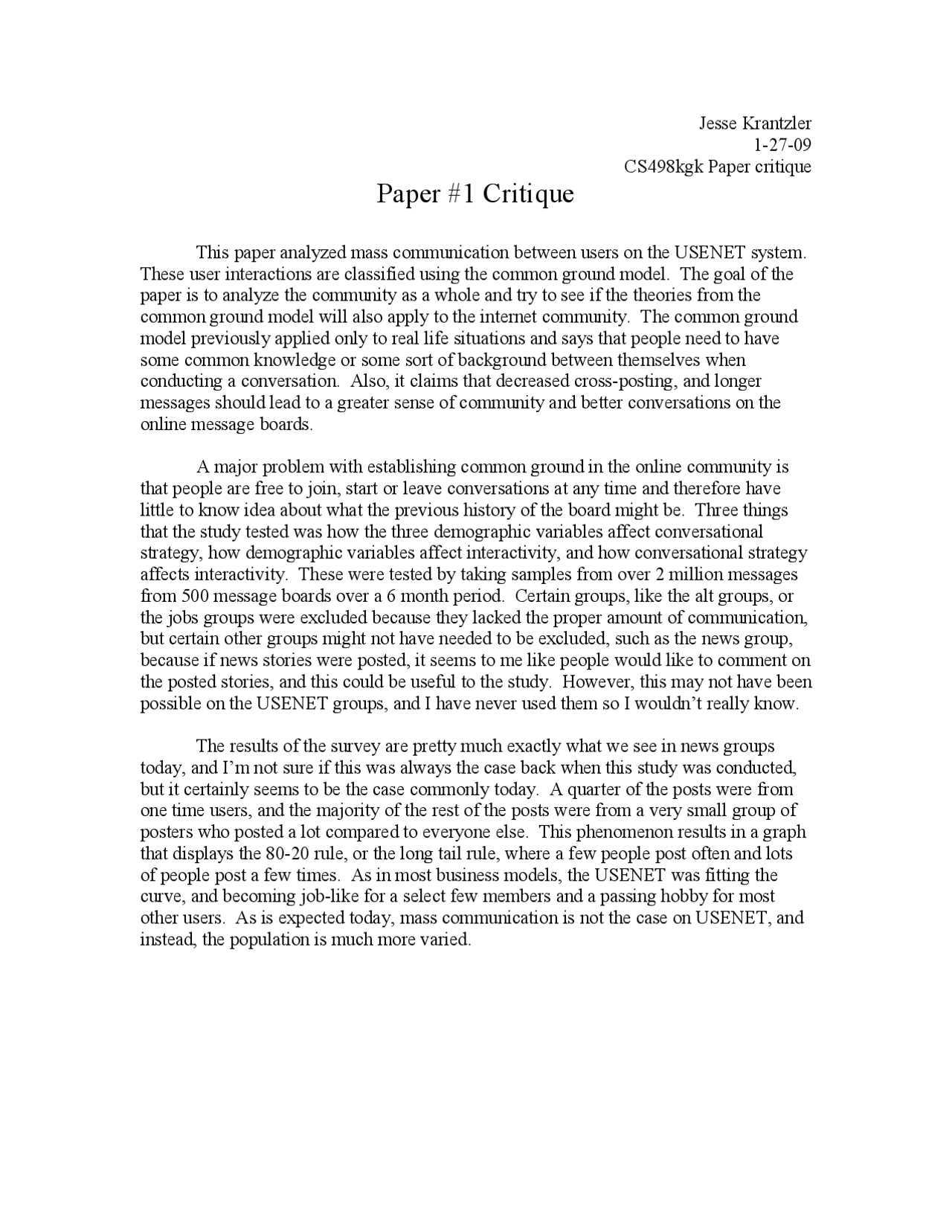 Mass Communication Between Users On Usenet System Paper 1 Cs 498