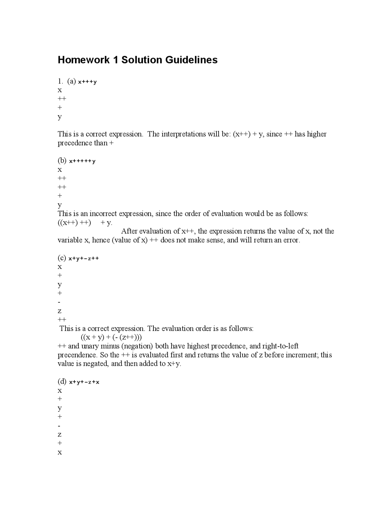 C And Software Tools Homework 1 Solution Guidelines Csc 230 Docsity