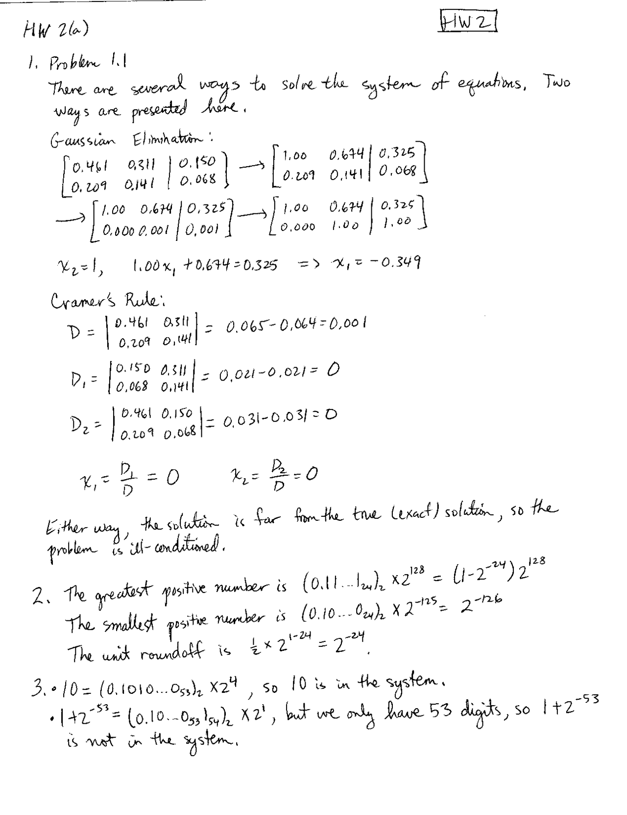 Resolution of Homework 2 on Numerical Analysis I | MATH 781 - Docsity