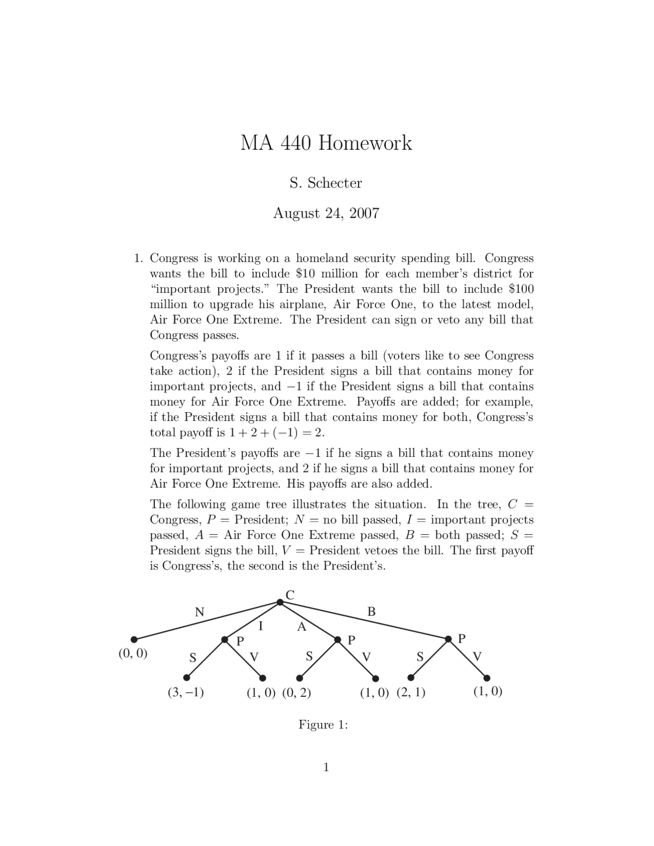 Homework With Solutions For Game Theory Ma 440 Docsity
