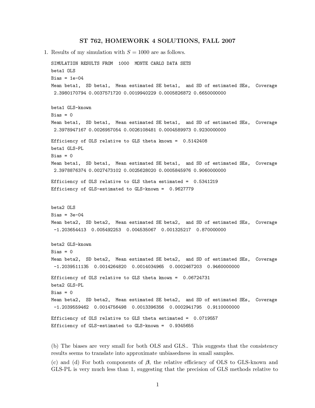 Homework 4 Solutions Nonlinear Statistical Models St 762 Docsity