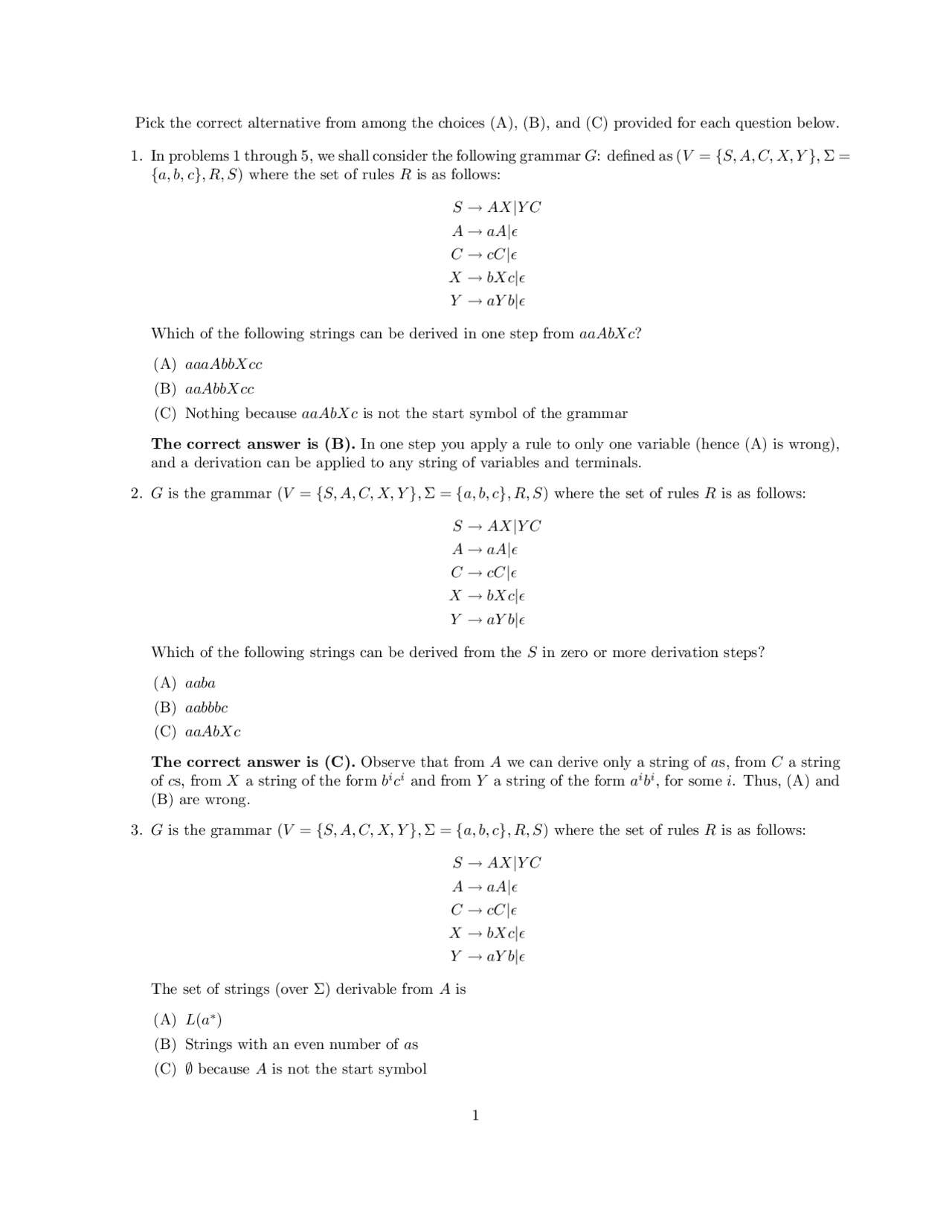 Exam Questions With Solutions Theory Of Computation Cs 373 Exams Computer Science Docsity