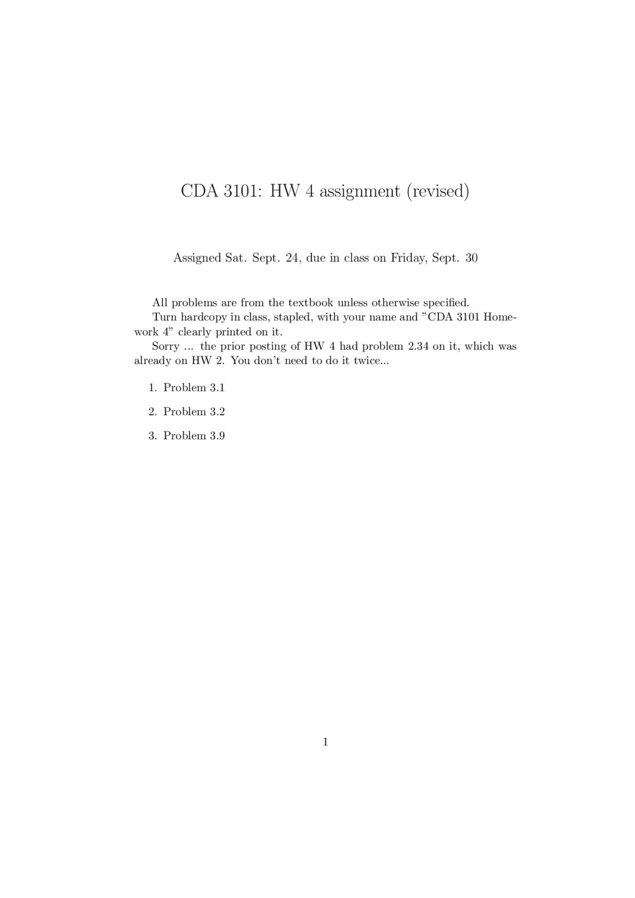 Introduction To Computer Organization Homework 4 Cda 3101 Docsity