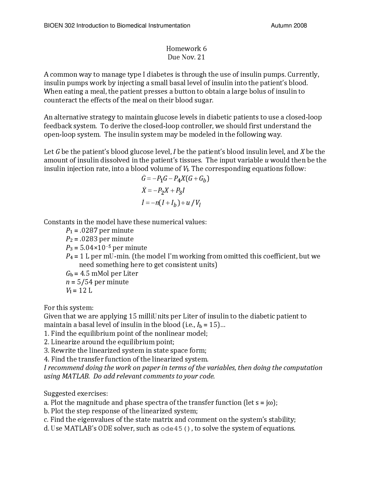 Homework 6 Introduction To Biomedical Instrumentation Bioen 302
