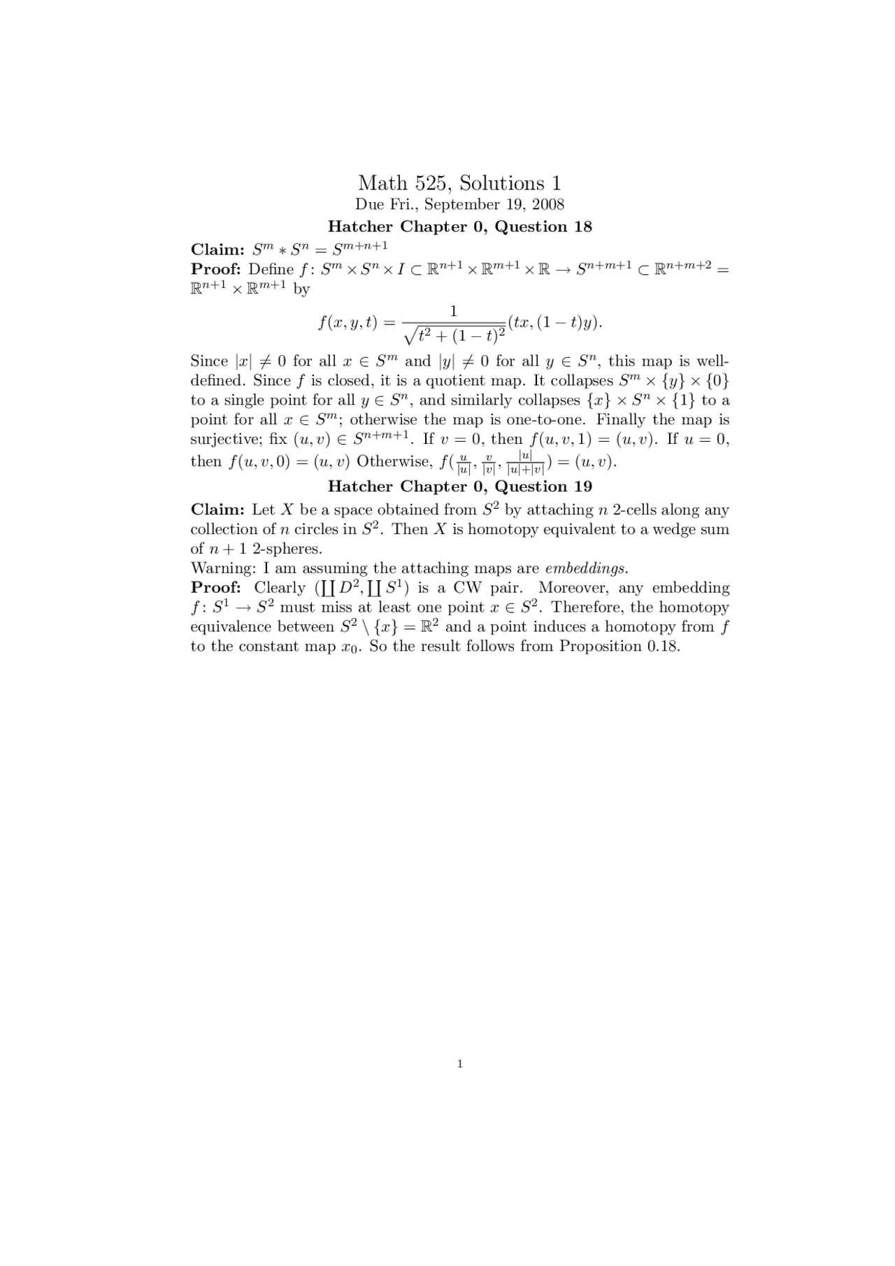 Practice Question With Solutions Algebraic Topology I Math 525