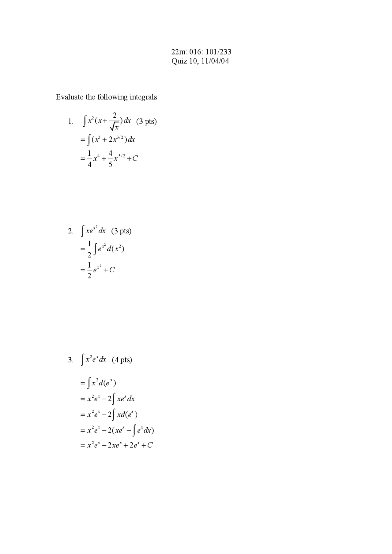Solved Quiz 11 For Calculus For The Biological Sciences 22m 016 Docsity