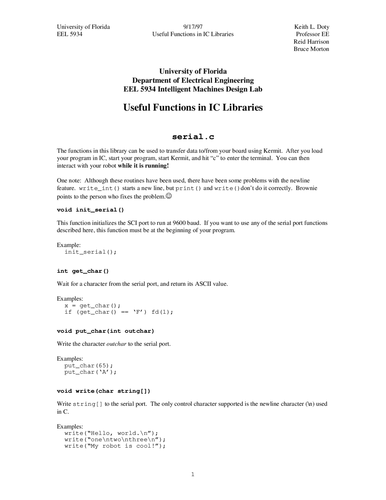Notes on Useful Functions in IC Libraries | EEL 5934 - Docsity